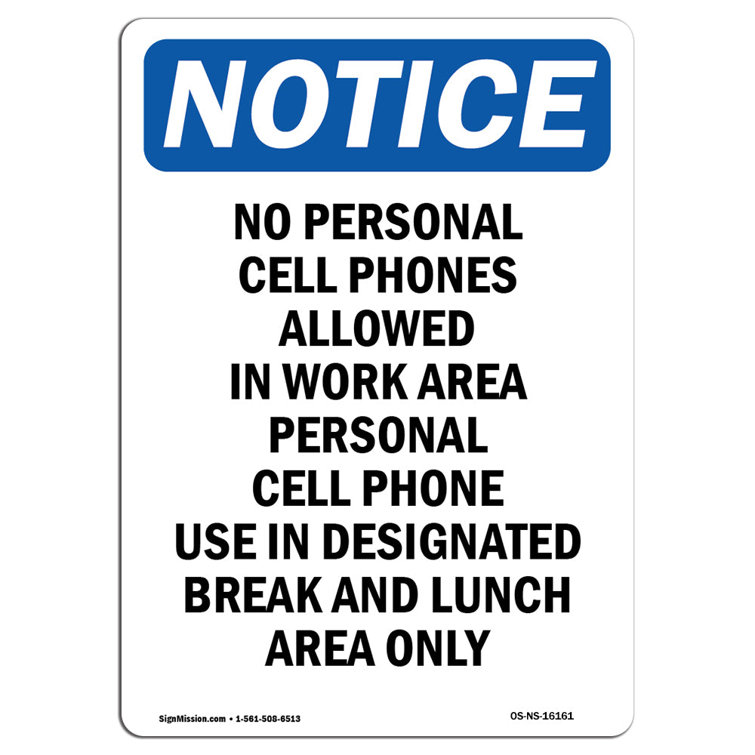SignMission No Personal Cell Phones Allowed Sign | Wayfair