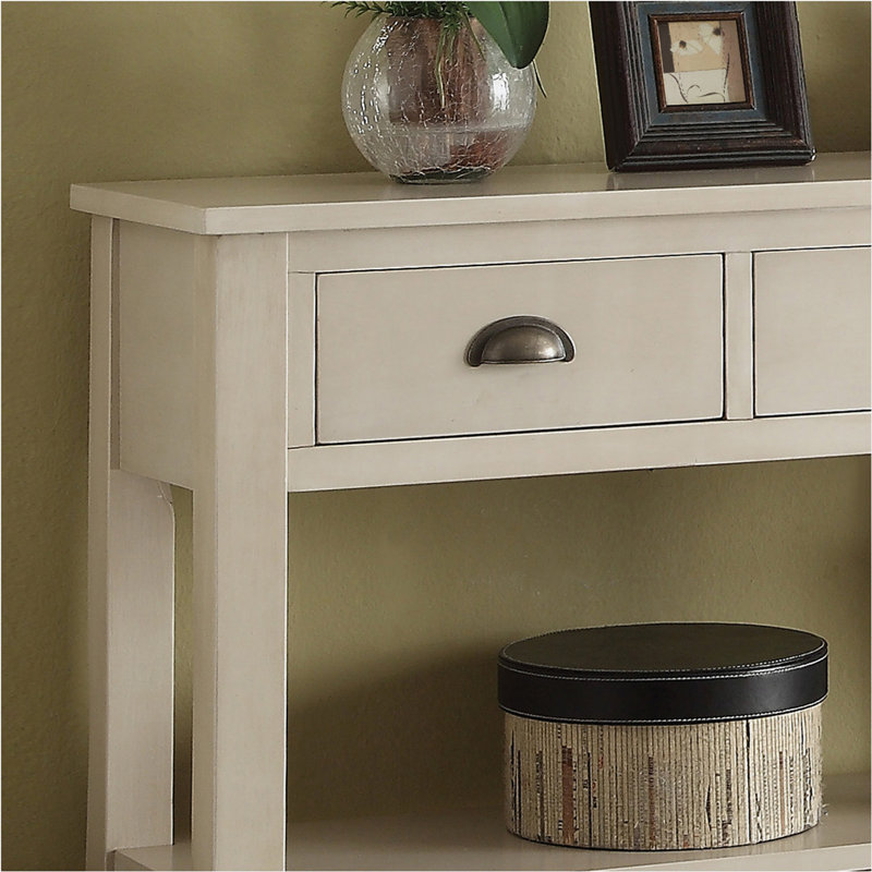 Gracie Oaks Cream 4-drawer Console Table | Wayfair