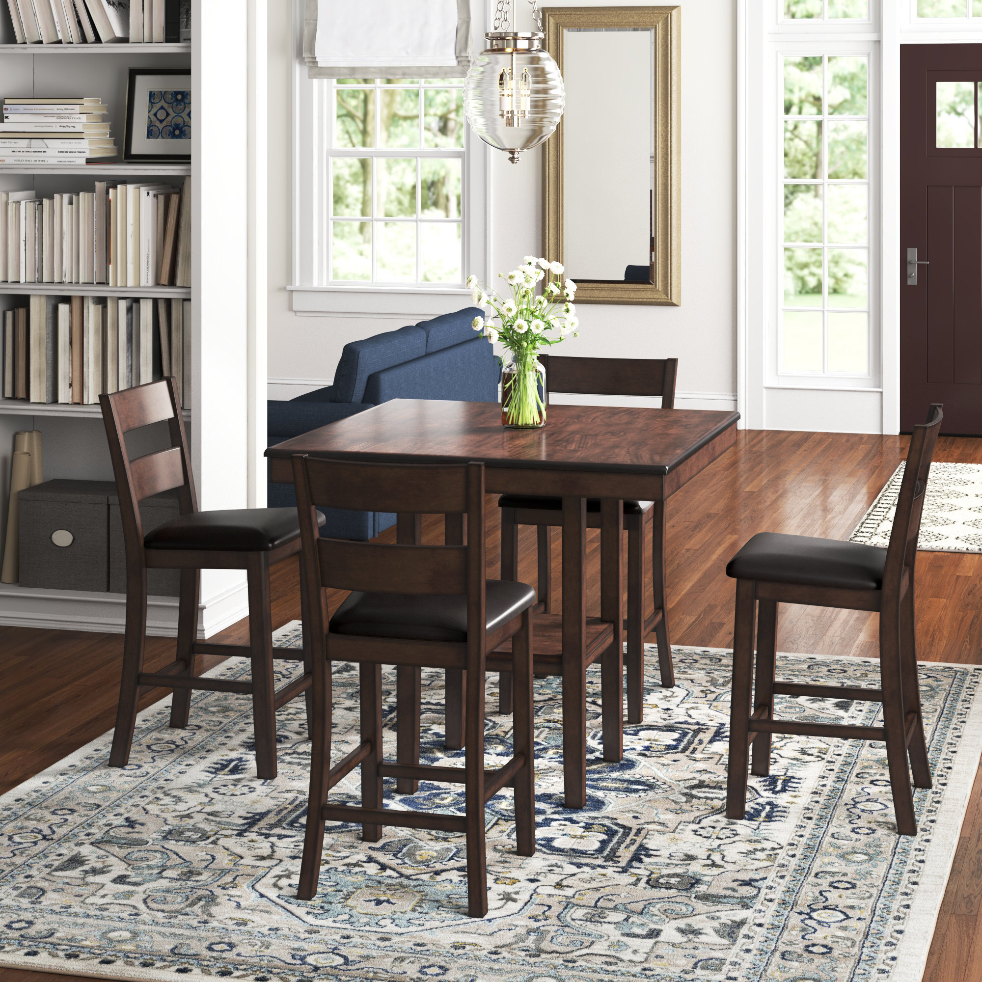 August Grove® Ashla 5 - Piece Counter Height Solid Wood Mango Dining ...