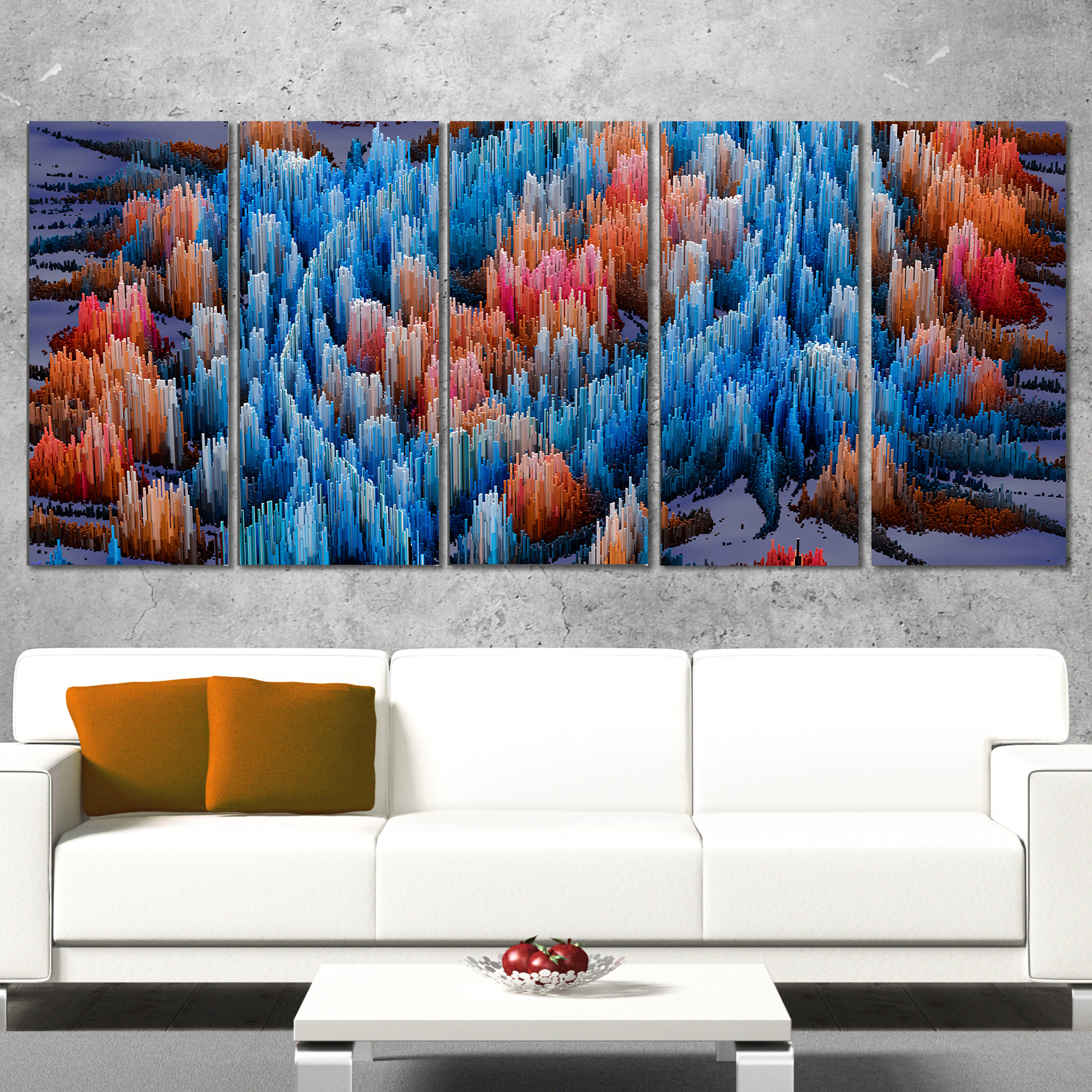 Design Art Macro Render Structure Blue Red 5 Piece Graphic Art on ...