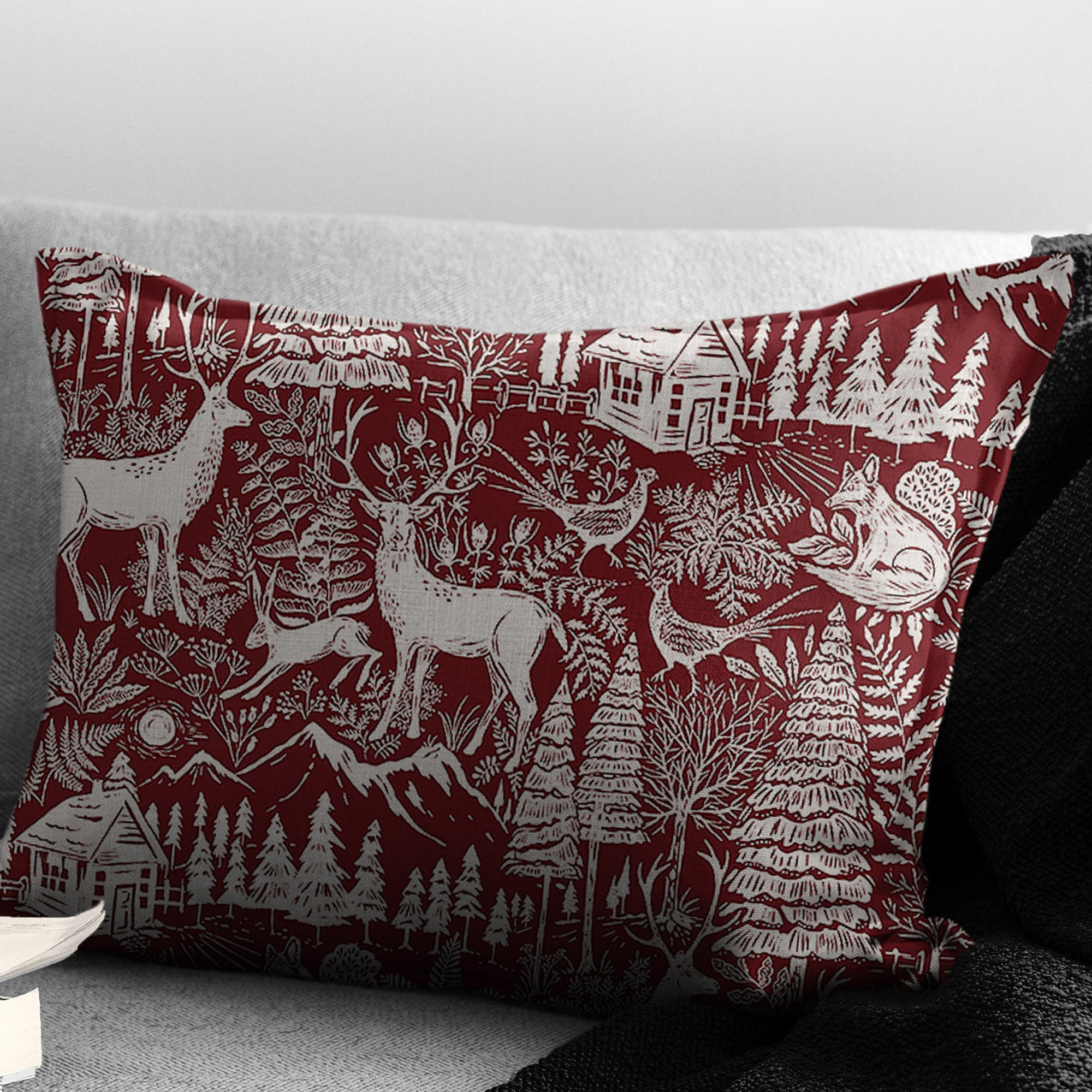 The Tailor's Bed Fox Grove Maroon Red/White 14X20" Oblong Pillow | Wayfair
