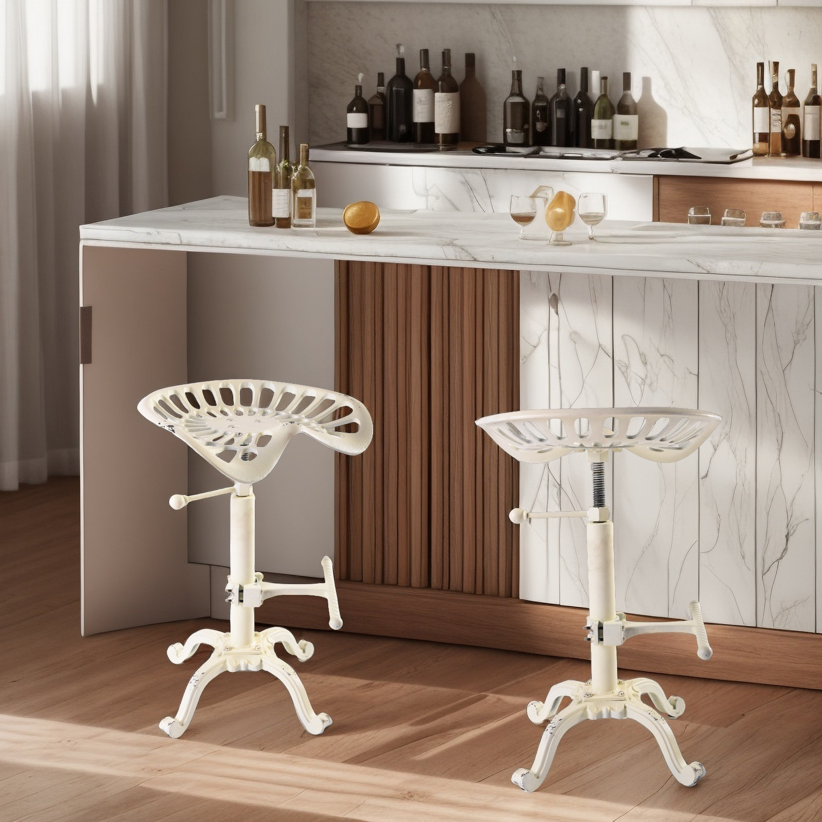 Williston Forge Set Of 2,Tractor Seat Bar Stool-Rustic Industrial Bar ...