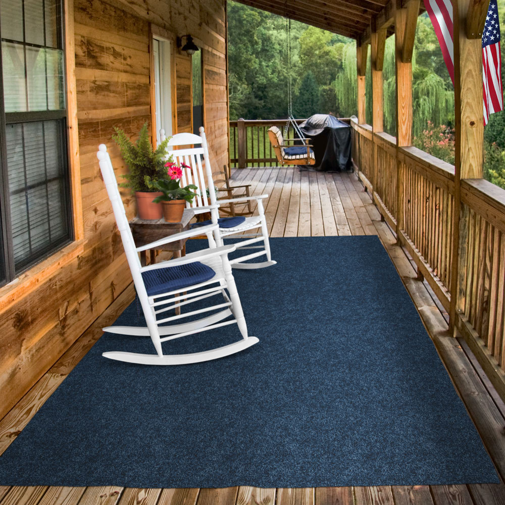 Latitude Run® Tapis intérieur / extérieur avec envers en caoutchouc bleu marine - Tapis ...