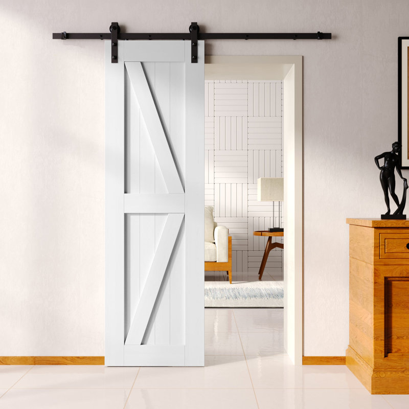 Homacer 96inch High White Unassembled & Finished K Design Barn Door ...