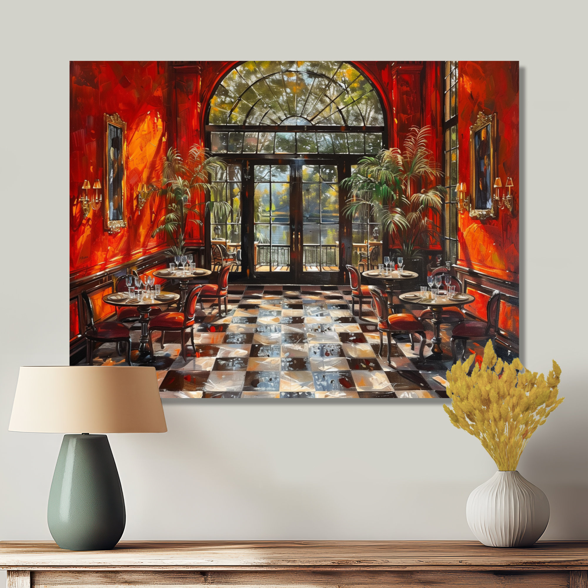 Winston Porter 'Red Black Country Club Hallway Elegance - Country Clubs ...
