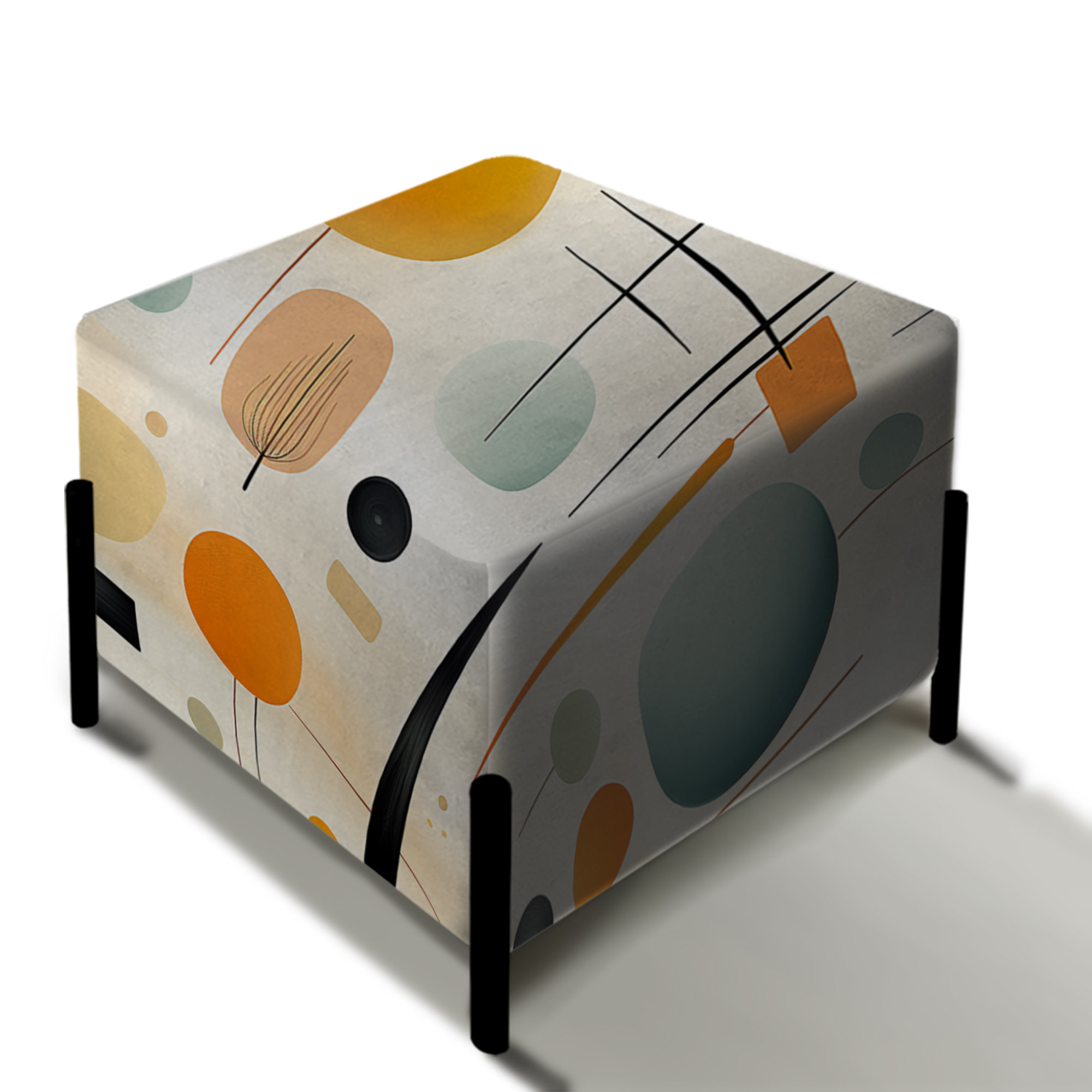Design Art Mcm Abstract Expressions I - Midcentury Square Ottoman | Wayfair