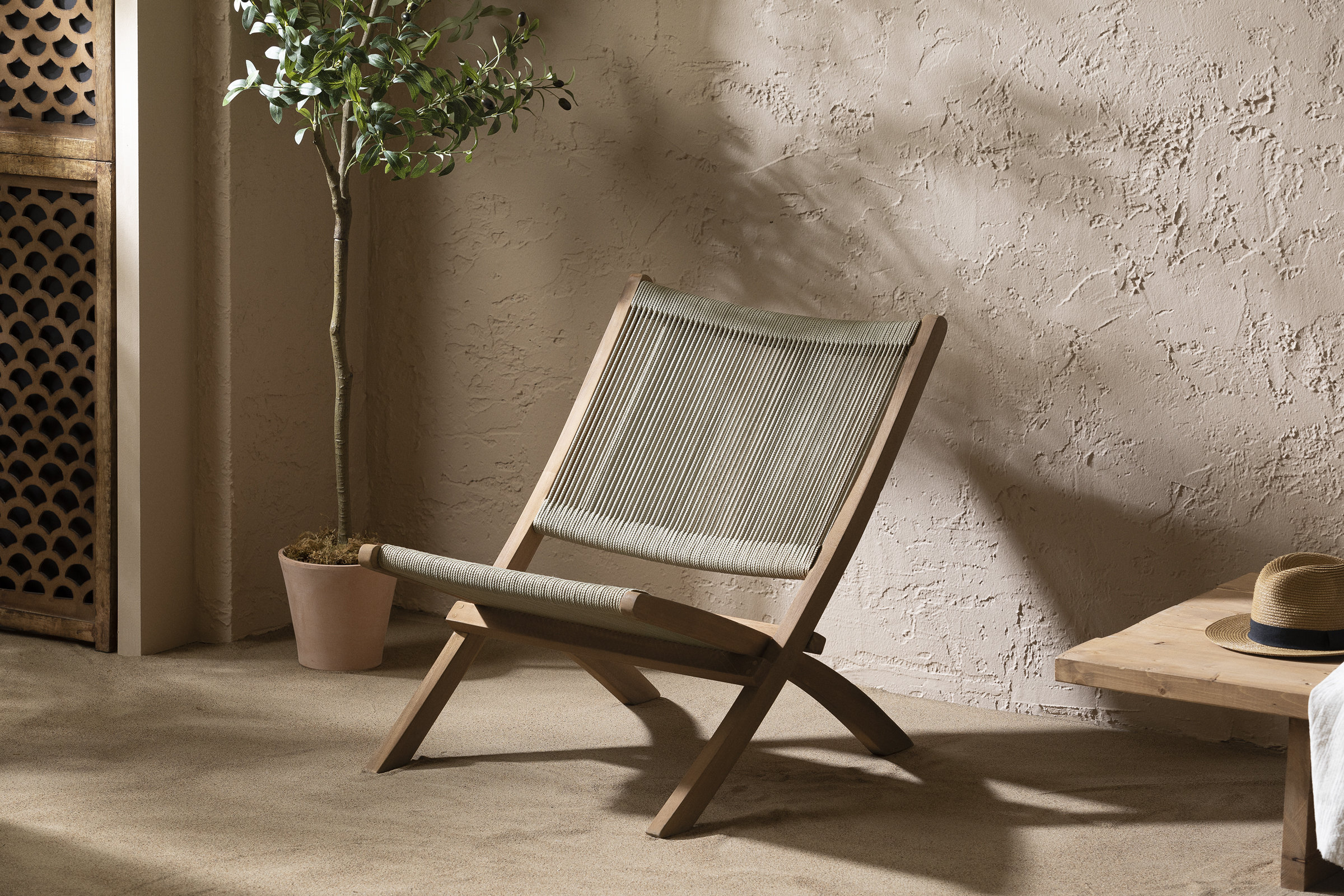 South Shore Agave Teak Outdoor Armless Lounge Chair & Reviews | Wayfair