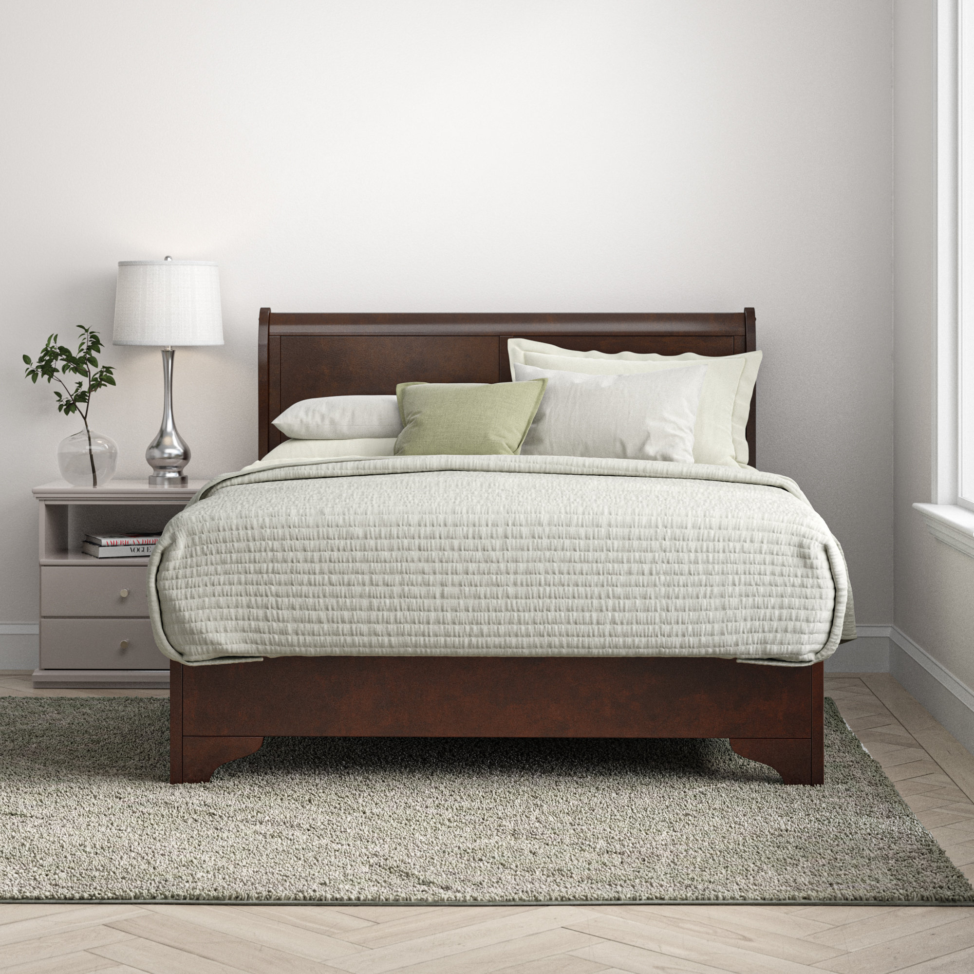 Lark Manor Varnamtown West Haven Low Footboard Sleigh Bed, Cappuccino ...
