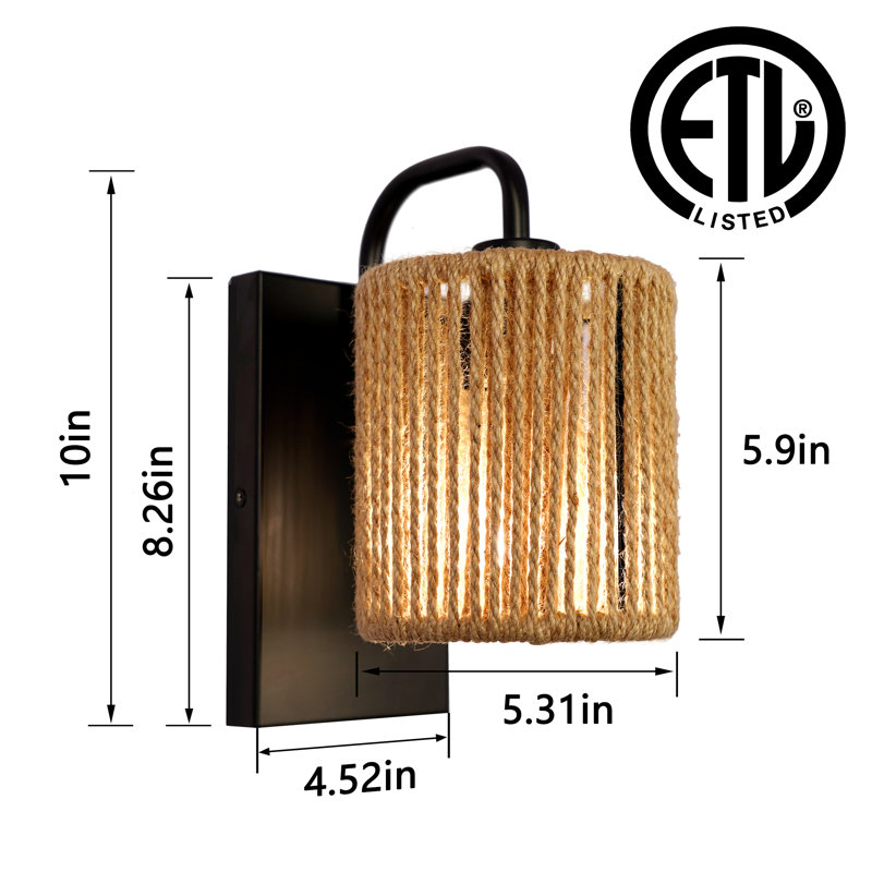 COAHAHA Woven Rattan Wall Sconce, Eco-Friendly Hemp Rope Fixture, Ideal ...