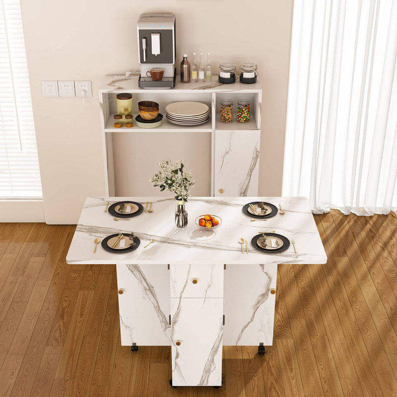 JIBCOP Wall-Mounted Folding Dining Table With Storage | Wayfair