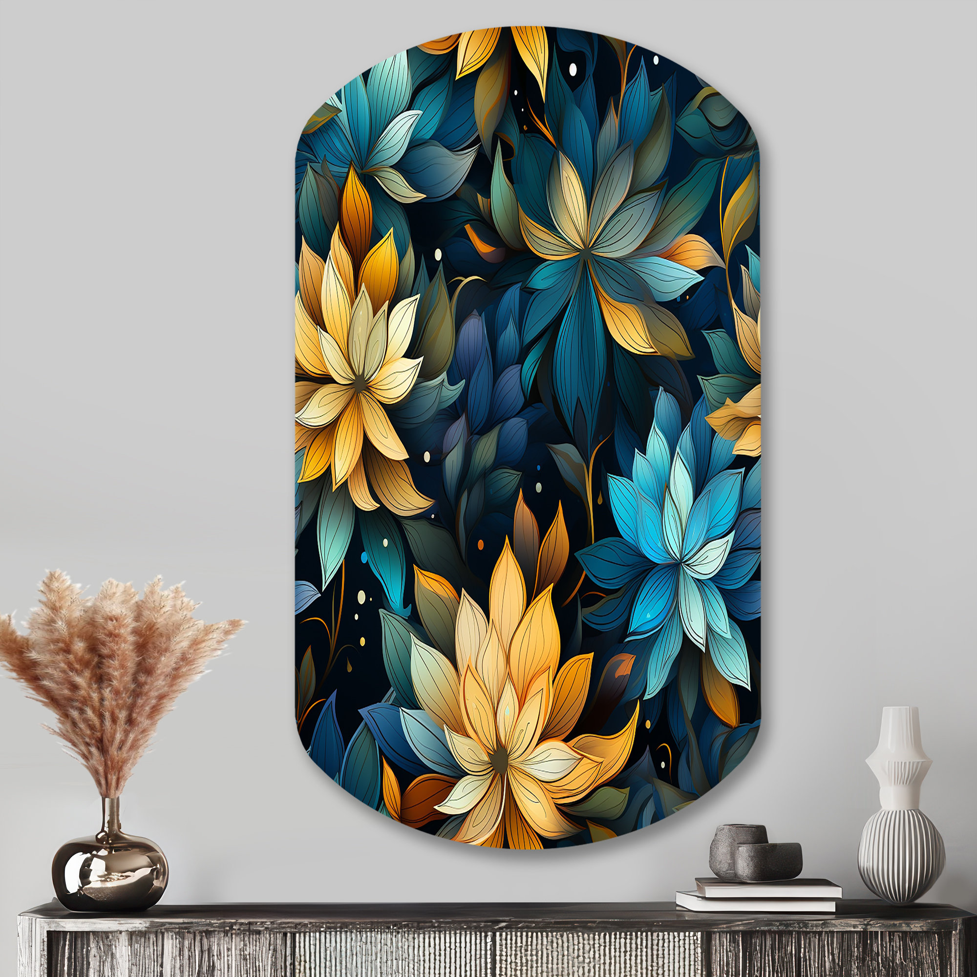 Design Art Natures Meditation - Floral Cylinder Shape Irregular Metal ...