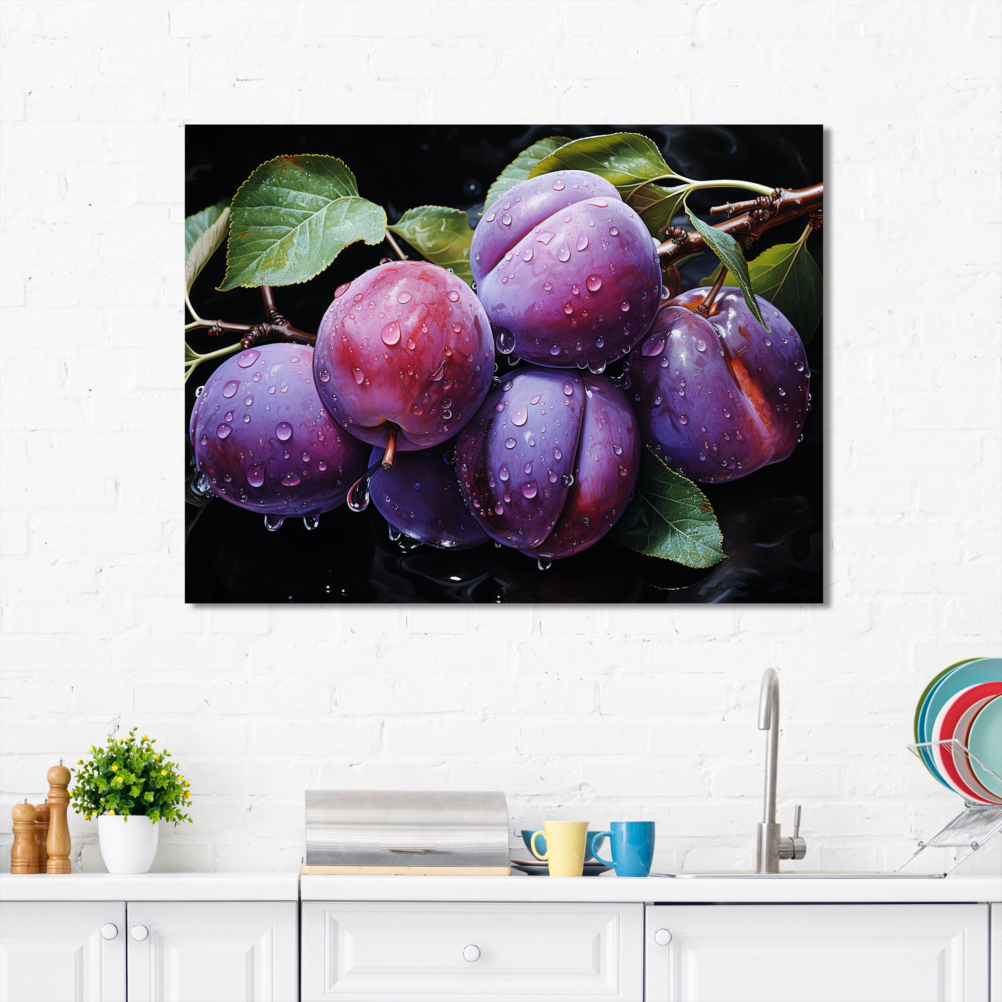 Ebern Designs Dusky Lavender Plum Delight II - Fruits Wall Art | Wayfair