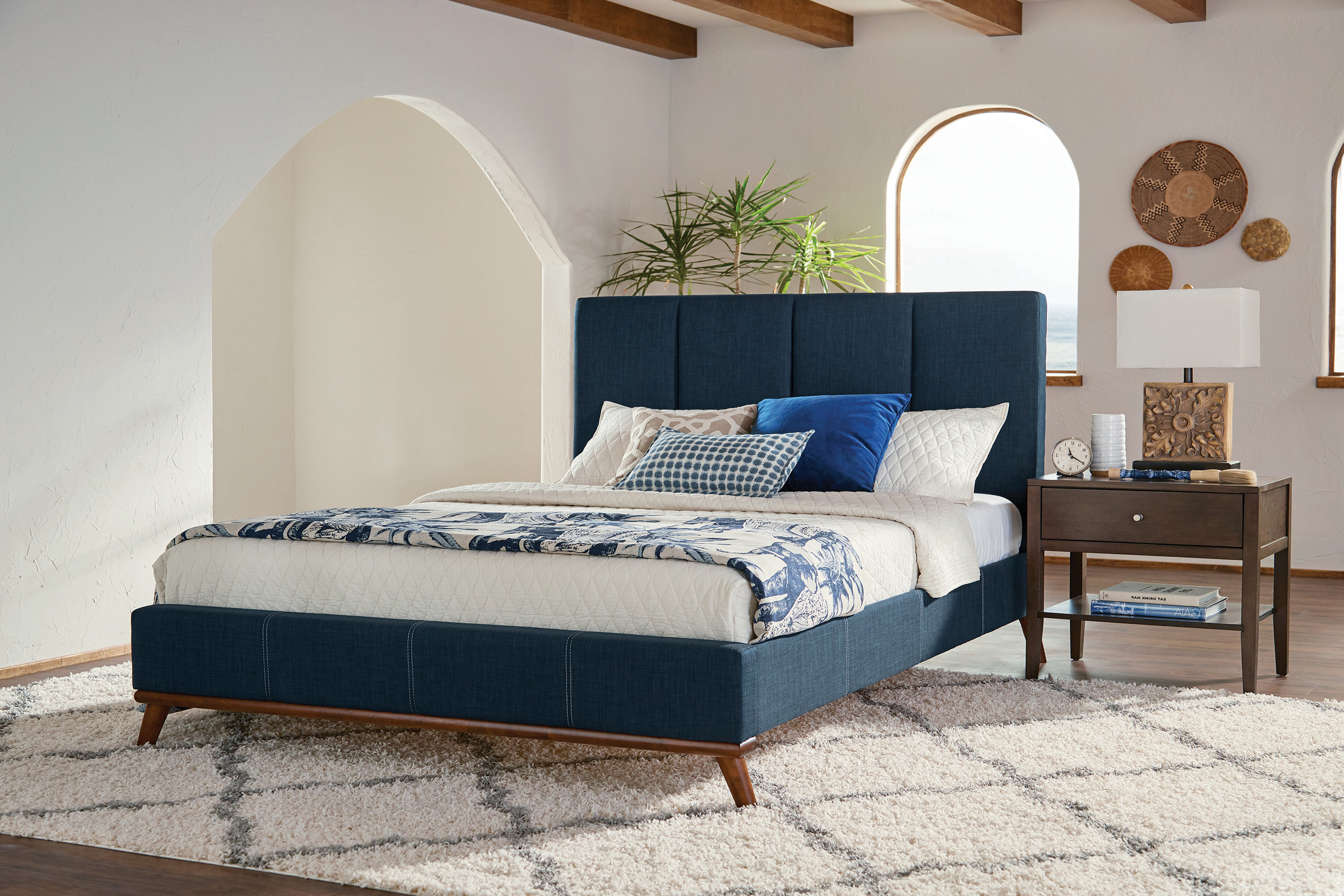Latitude Run® Scherzer Tufted Upholstered Bed in Blue | Wayfair