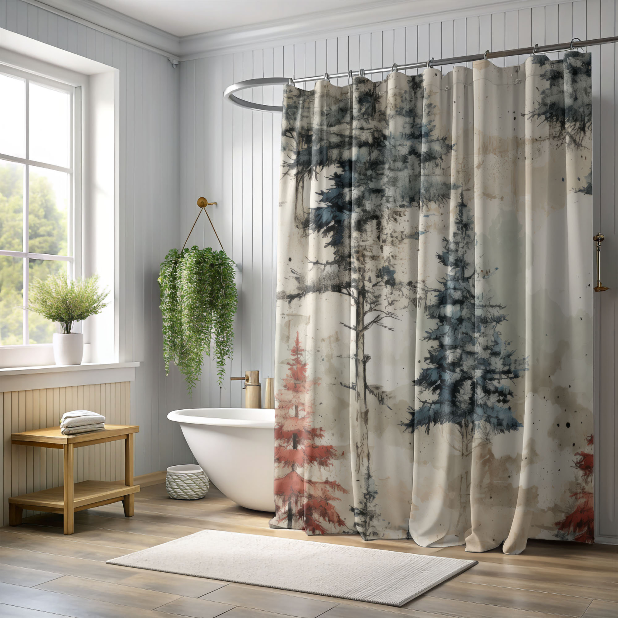 17 Stories Winter Tree Scenes - Premium Shower Curtain | Wayfair