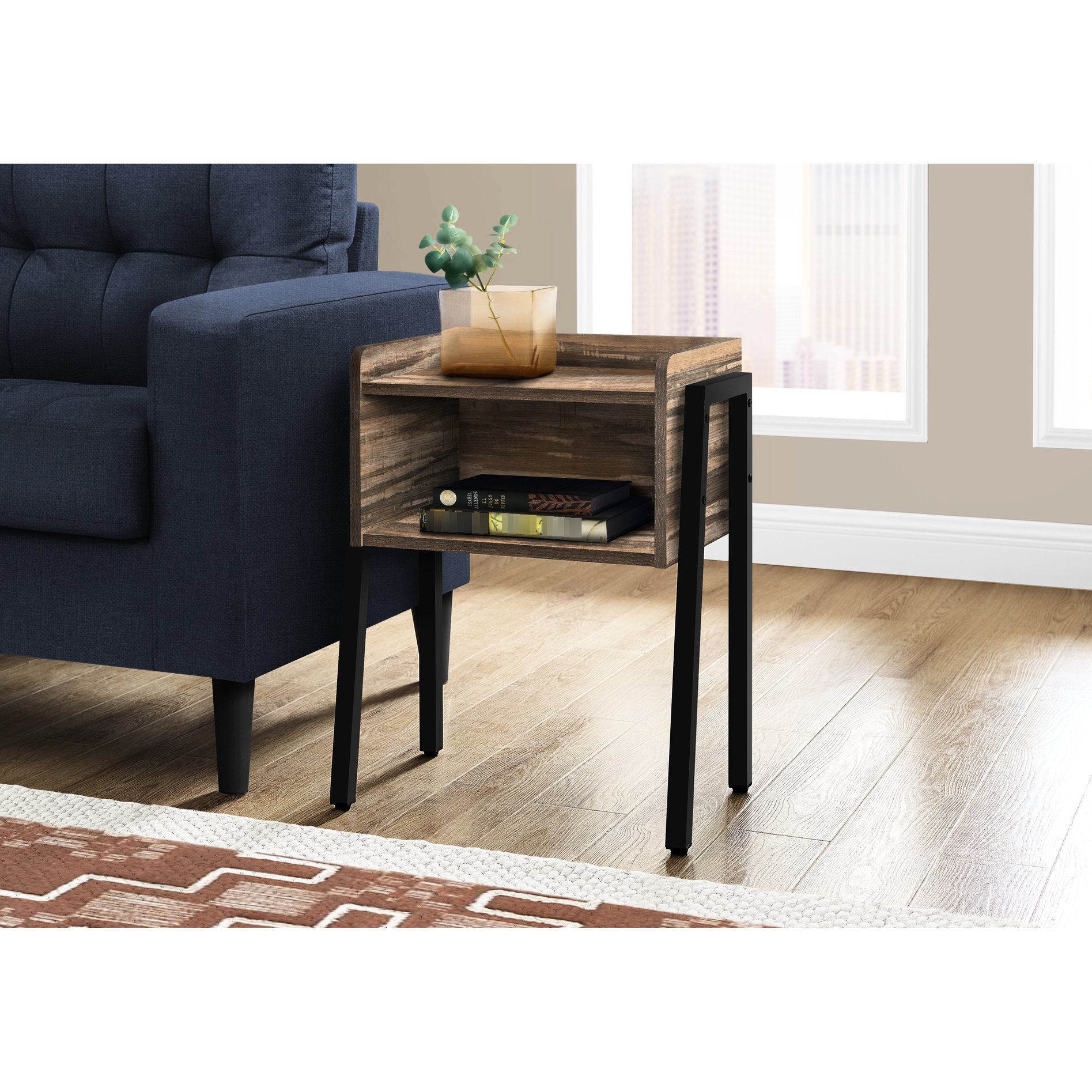 Ebern Designs Modern Accent Table With Raised Edges - Brown Laminate ...