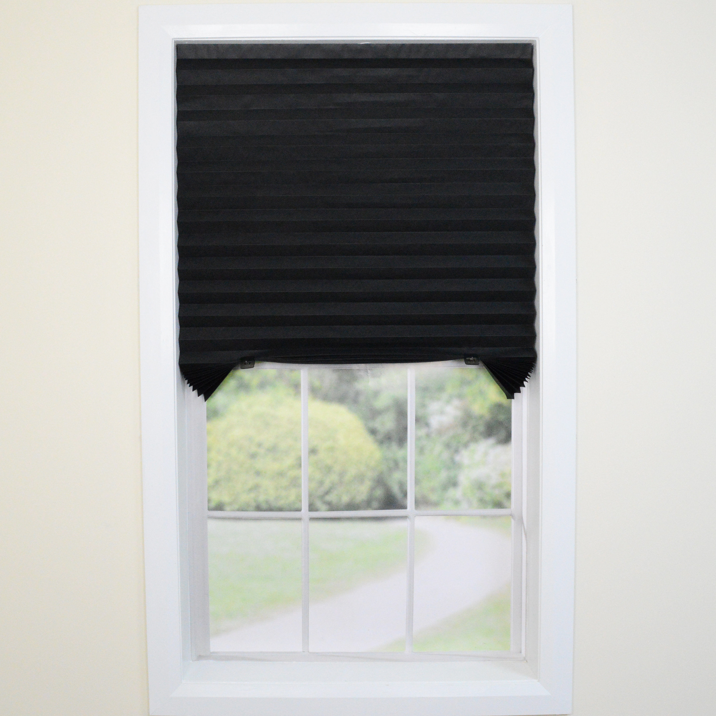 Symple Stuff Room Darkening Black Pleated Shade | Wayfair