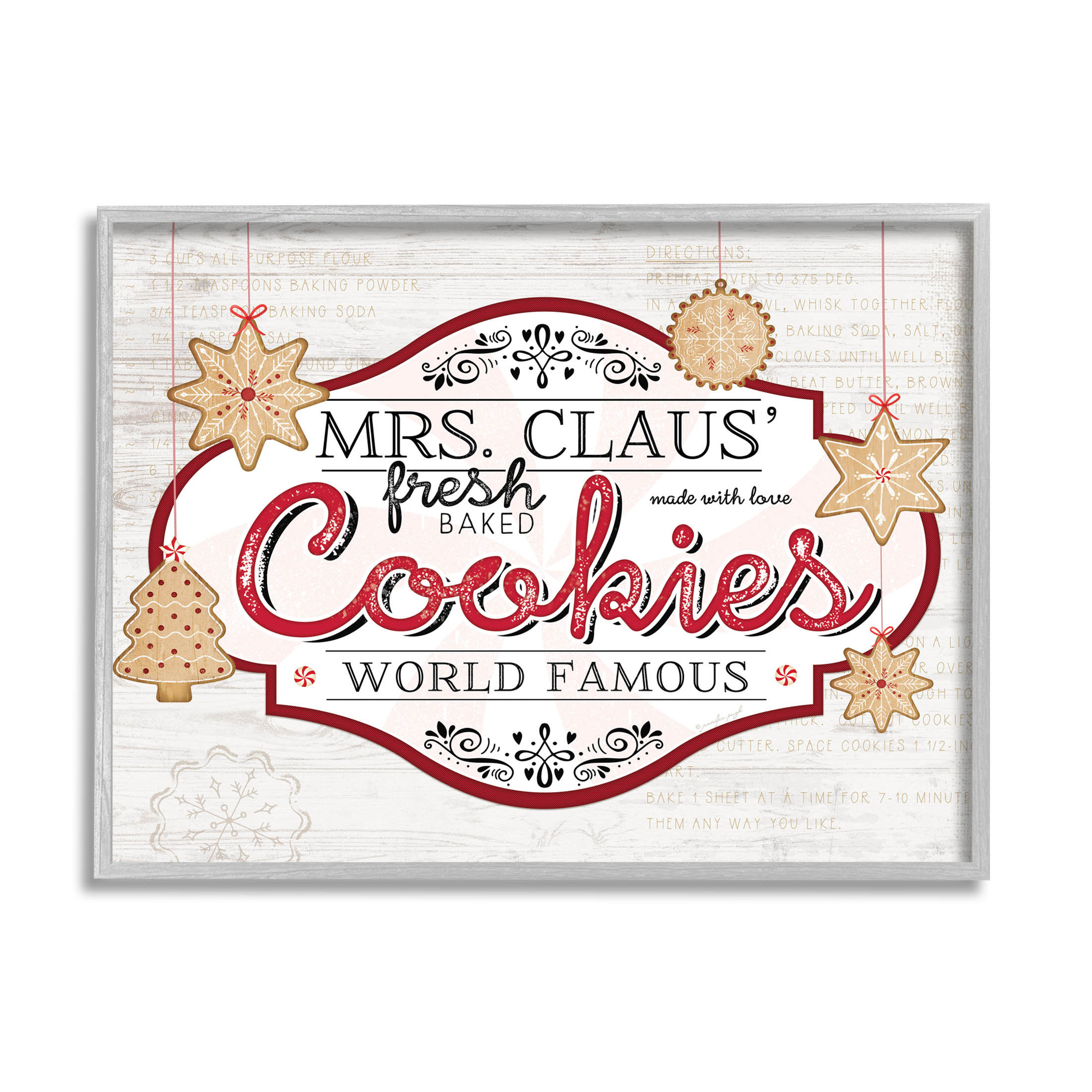 Stupell Industries Vintage Mrs. Claus Cookies Sign Framed Giclee Art By ...