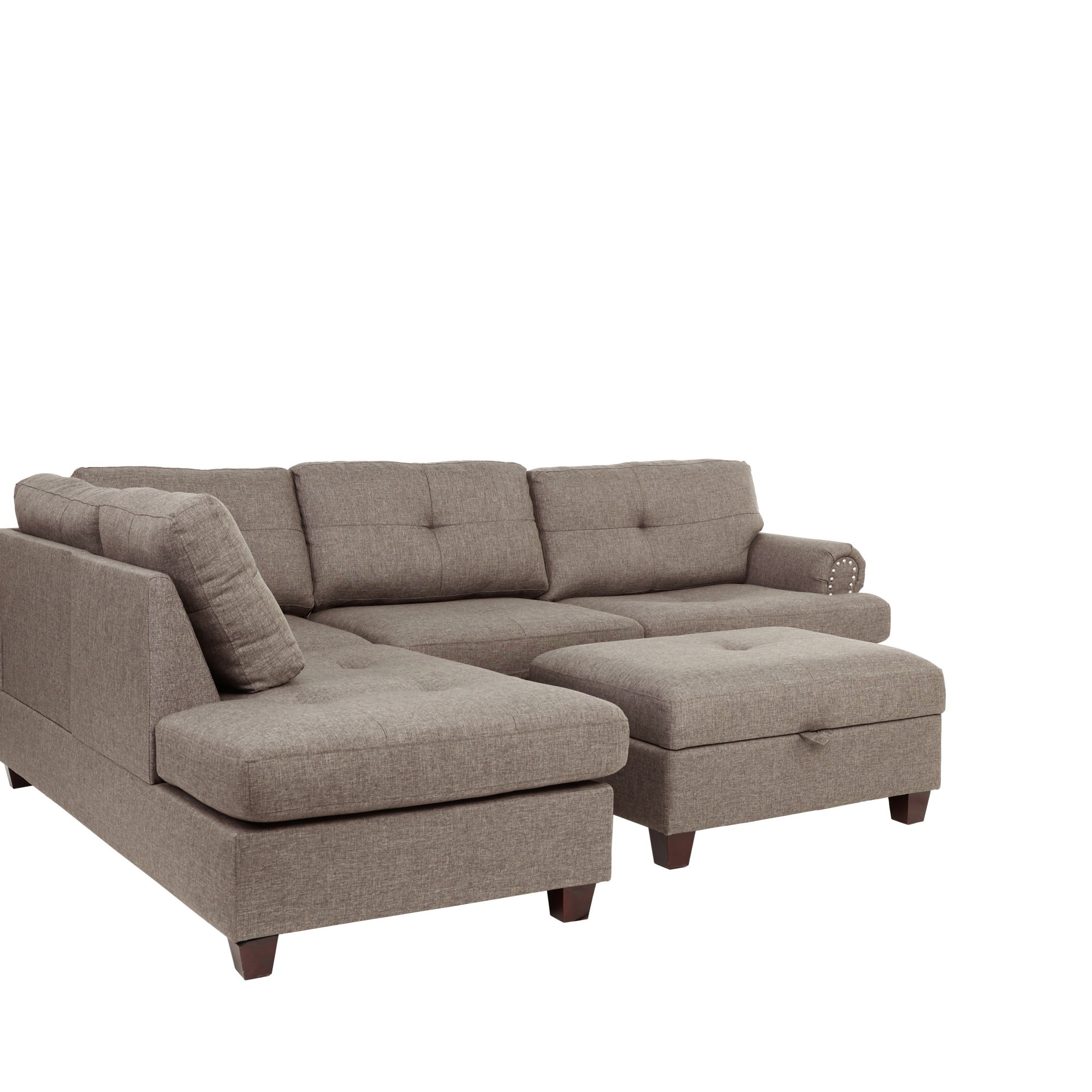 Latitude Run® Contemporary 3-Pcs Sectional Sofa Mocha Dorris Fabric ...