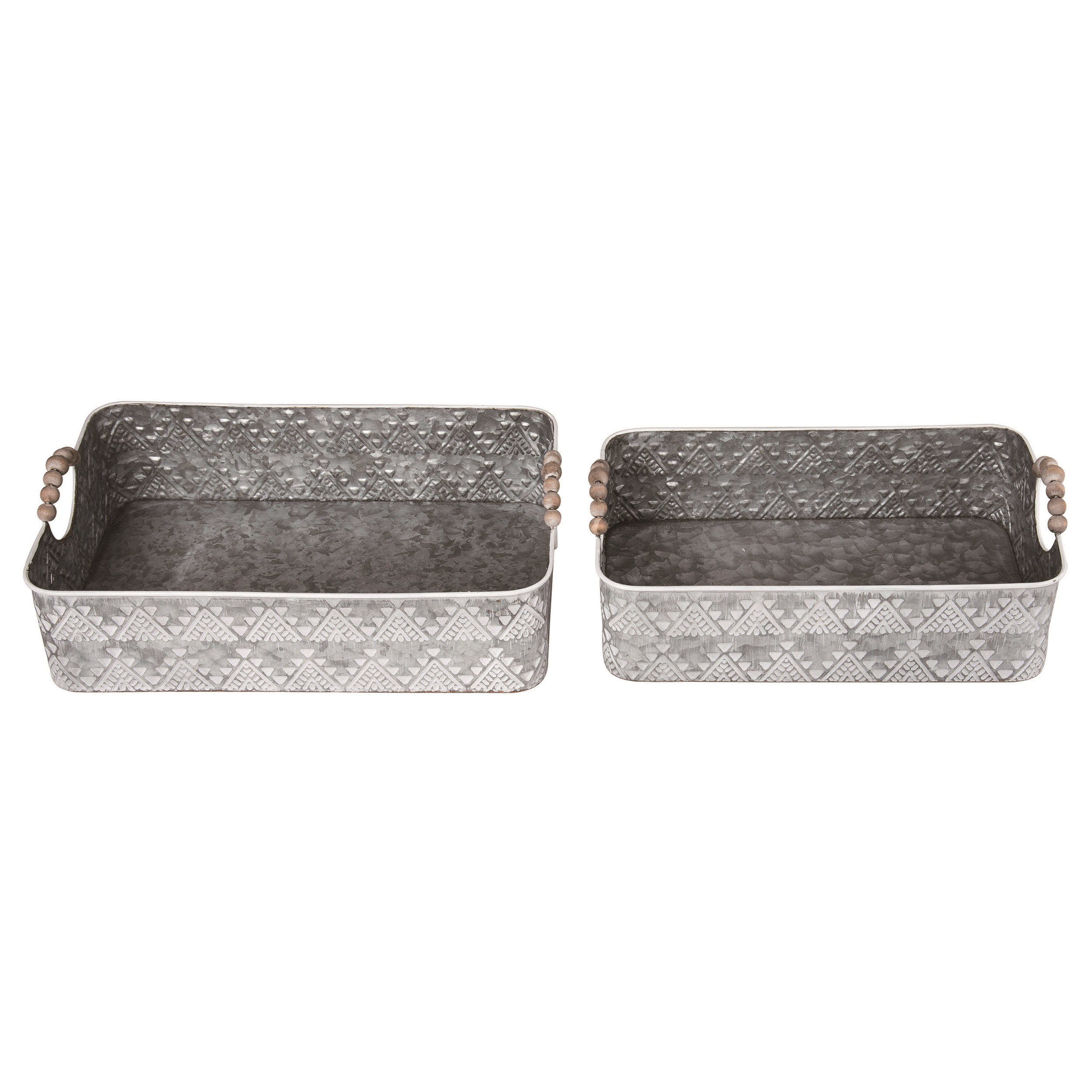 Foundry Select Metal 2 Piece Serving Tray Set | Wayfair