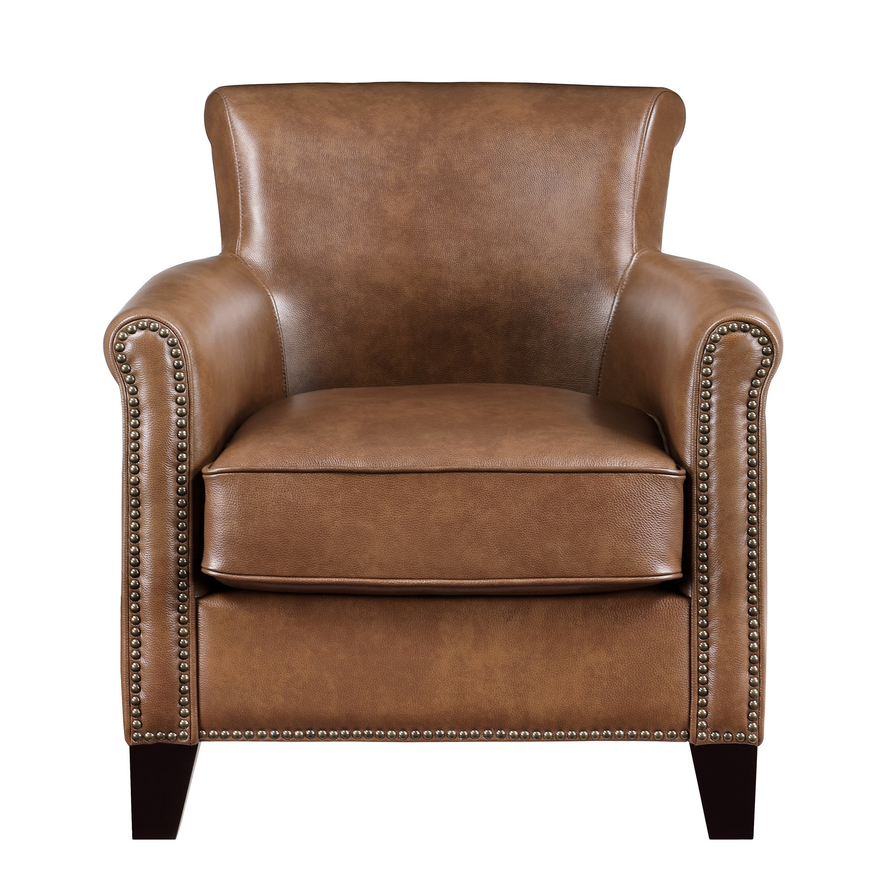Wildon Home® Traditional Style Brown Leather Accent Chair With Solid ...