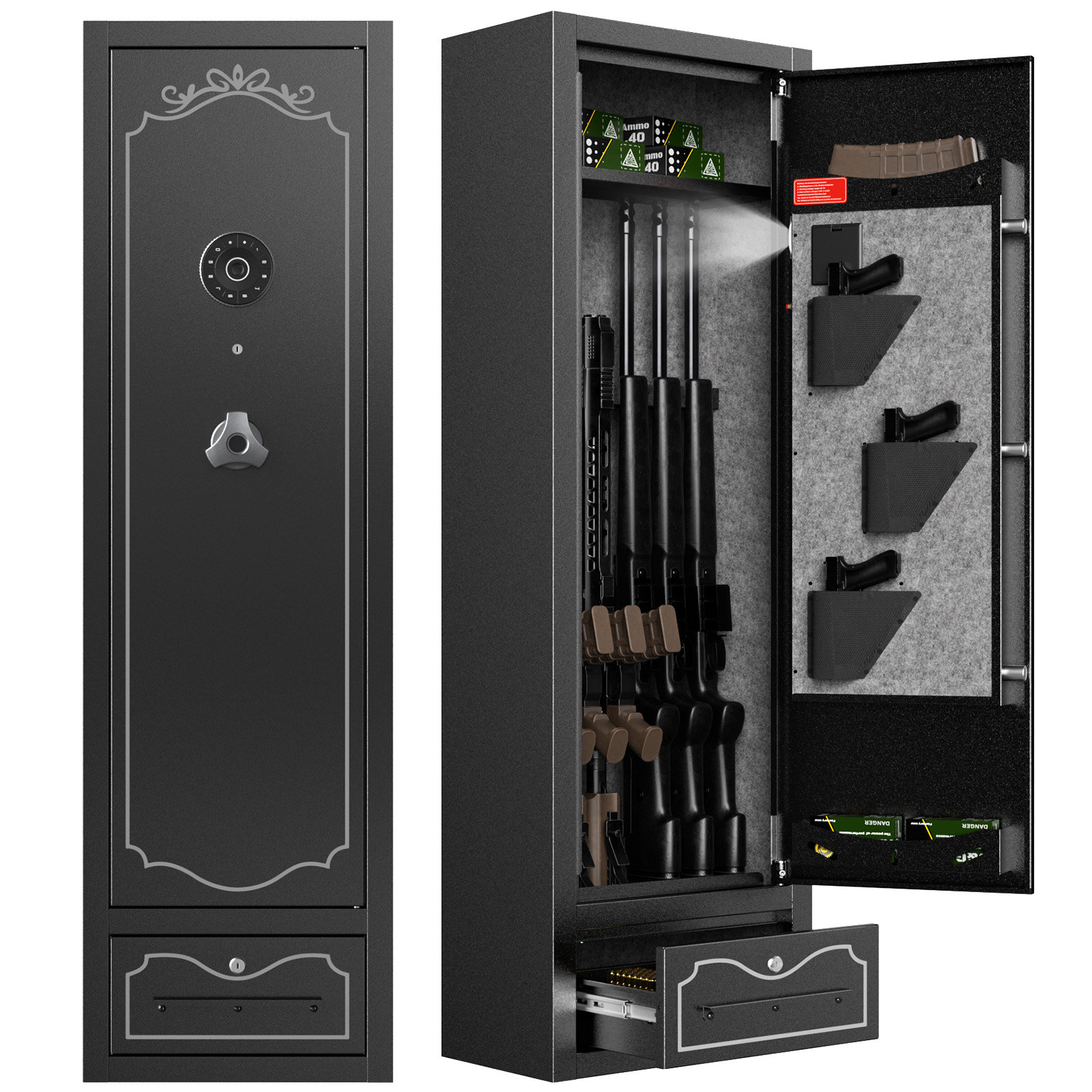 Sylbnar 8 Gun Safes, Rifle Safe Long Gun Safe For Home, Quick & Easy ...
