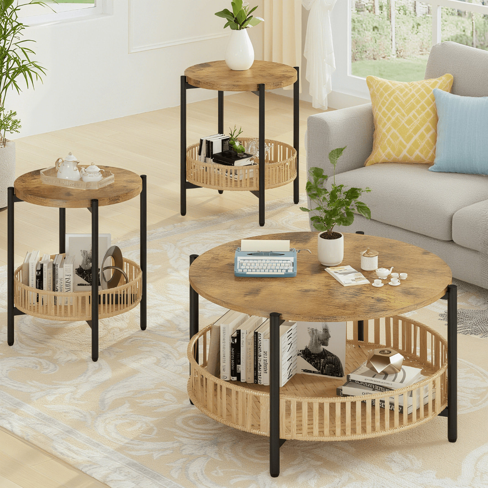 Dakota Fields 3-Piece Coffee Table Set For Living Room, Boho Living ...