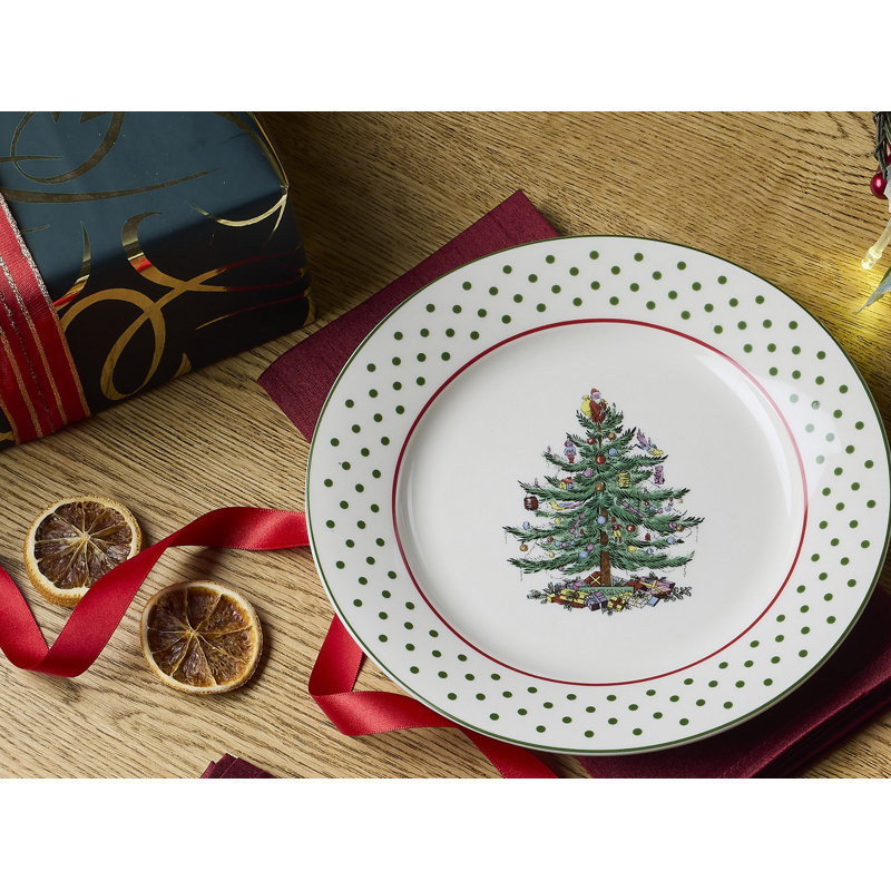 Spode Christmas Tree Polka Dot Dessert Plates & Reviews | Birch Lane