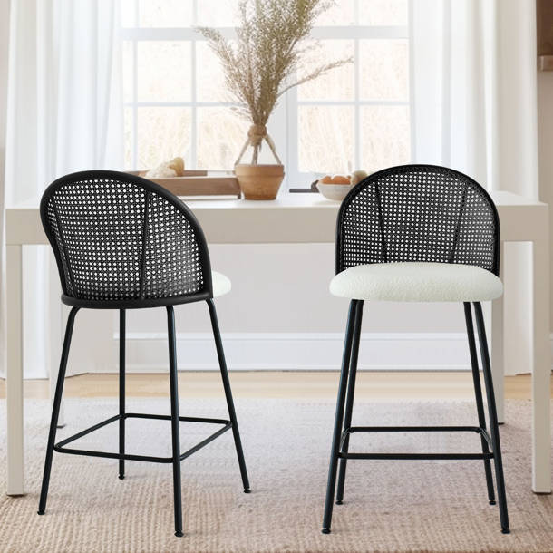 Beachcrest Home Ballew Wicker Outdoor 29.25'' Bar Stool with Cushion ...
