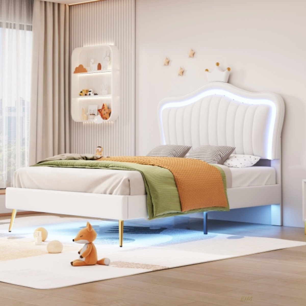 Mercer41 Twin Size Upholstered Bed Frame With LED Lights, Modern ...