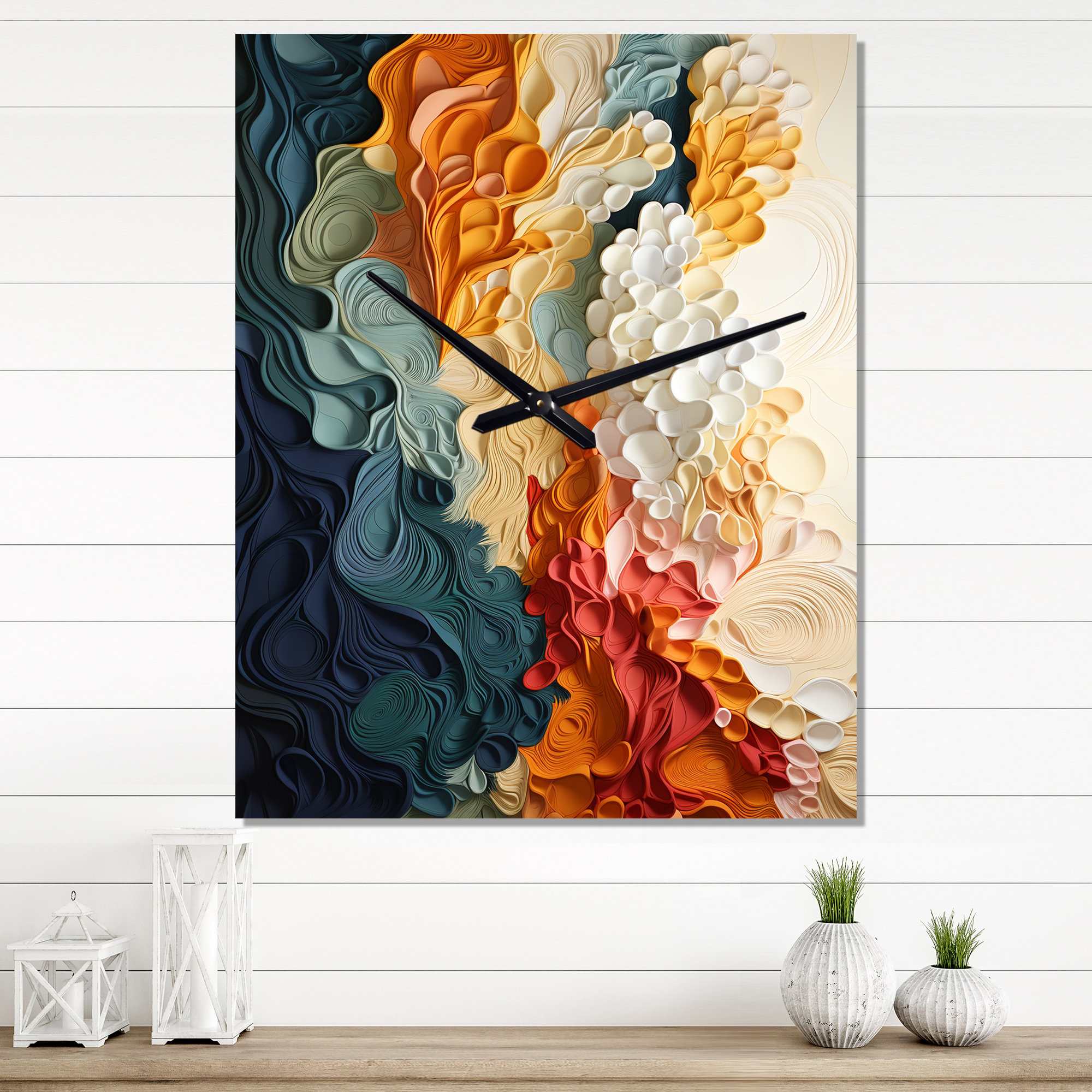 DesignArt Biomorphism Organic Forms VI - Modern Wall Clock Oversized ...