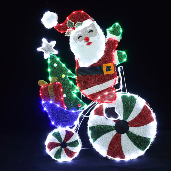 The Holiday Aisle® Santa on Peppermint Bike Lighted Display & Reviews ...