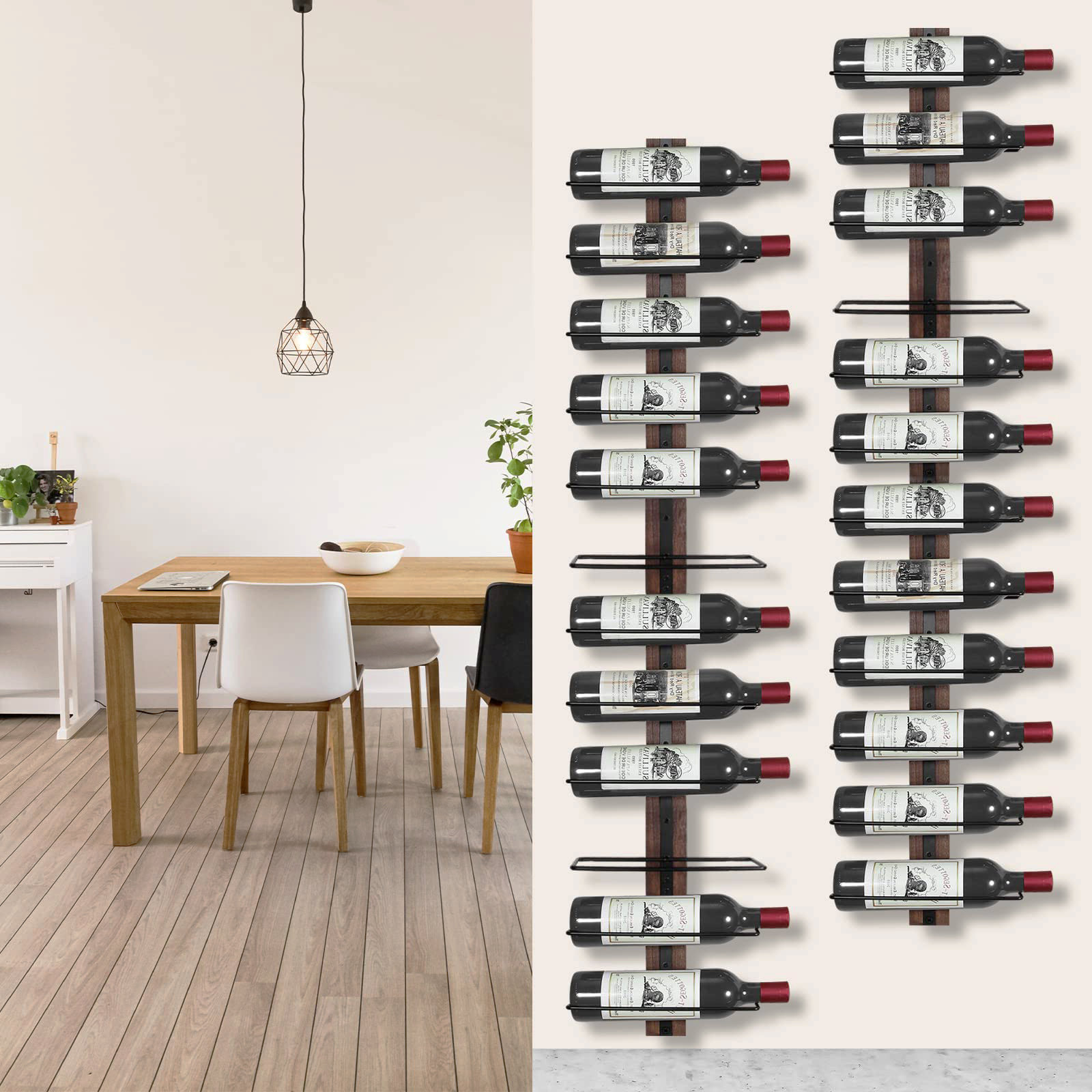 Williston Forge Akheem 24 Bottle Wall Mounted Wine Bottle Rack in Brown ...