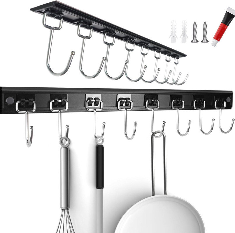 Prep & Savour 2-Piece 17-inch Wall Mount Kitchen Utensil Rack with 8 ...