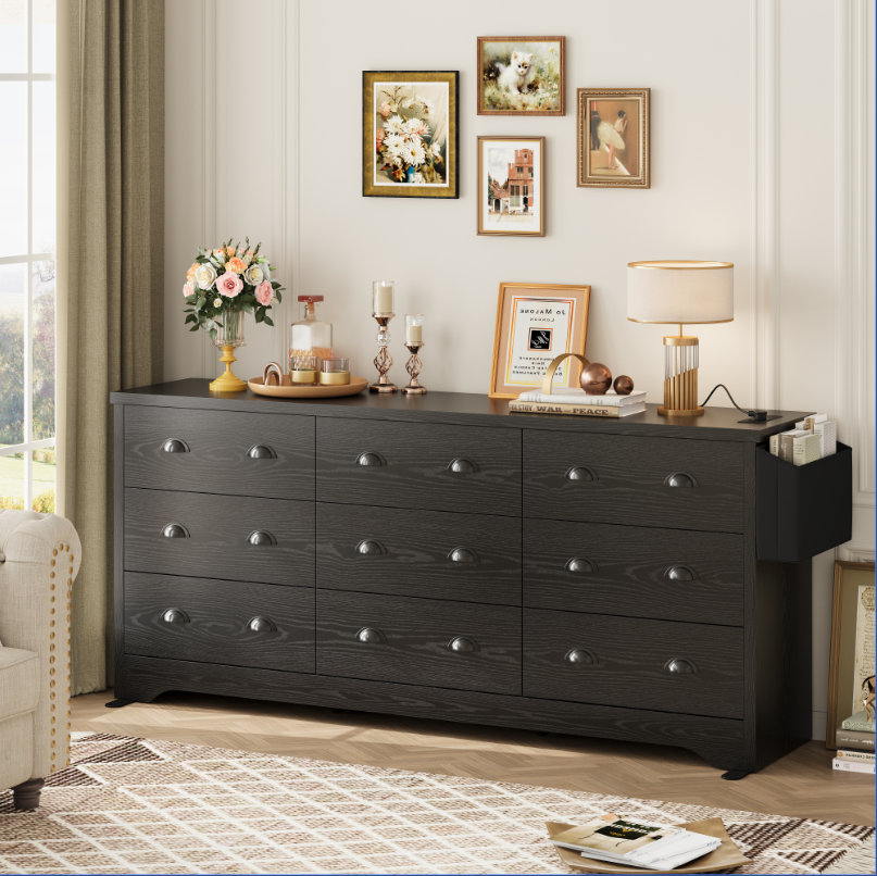 Lark Manor 63" W Dresser 9 Drawer Long Wood Storage Chest Of Drawers ...