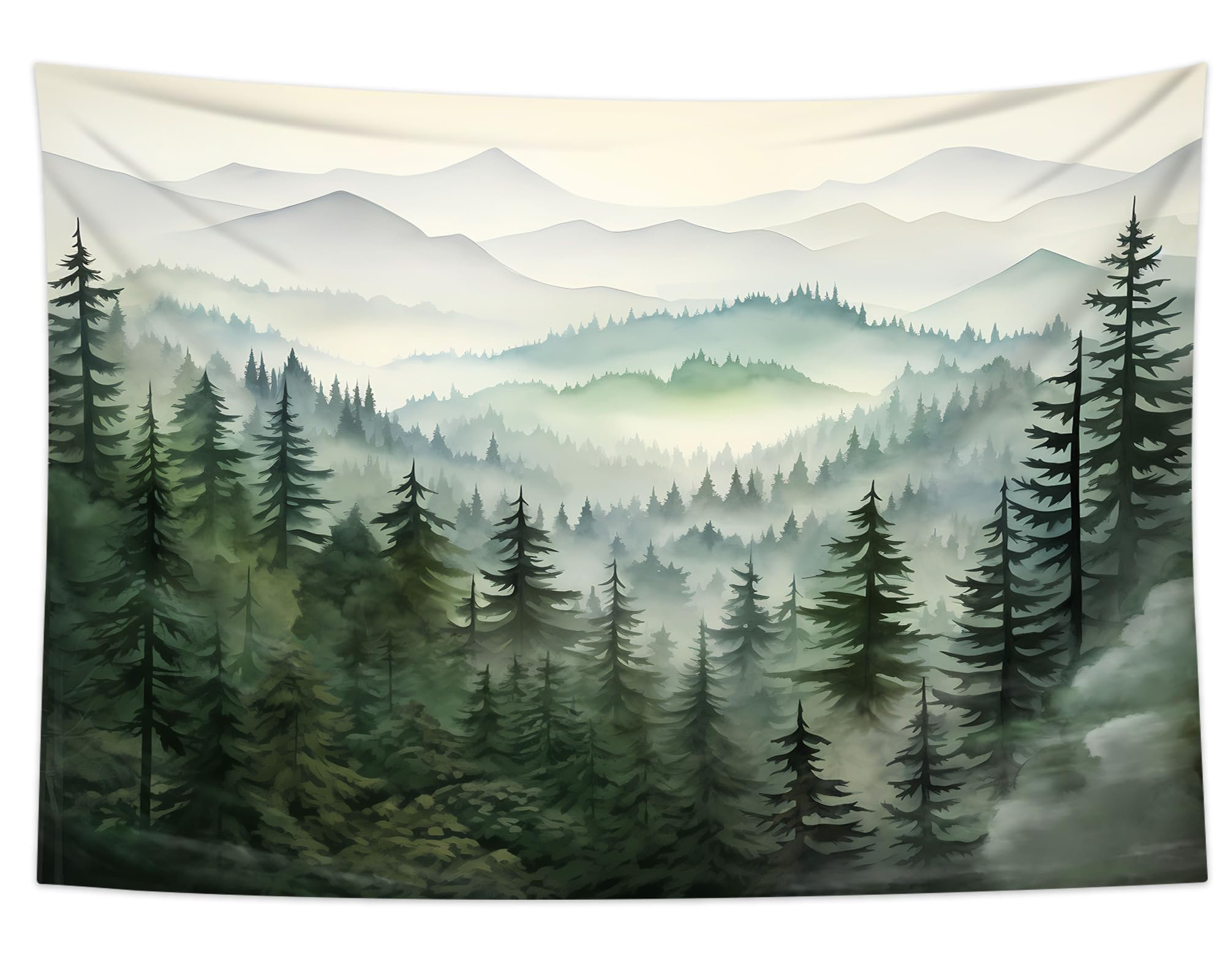 East Urban Home Misty Forest Tapestry, Nature Mountain Tapestry Wall ...