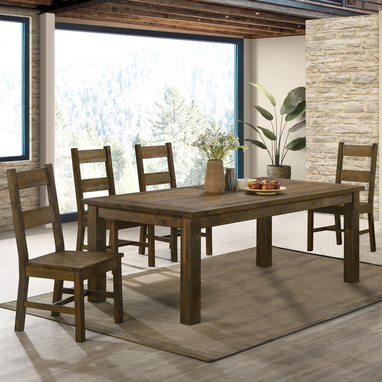 Millwood Pines Cardonas 5 - Piece Rectangular Dining Set in Brown | Wayfair