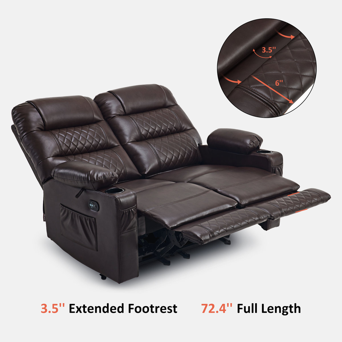 Latitude Run® Latitude Run Power Loveseat Recliner, Electric Reclining ...