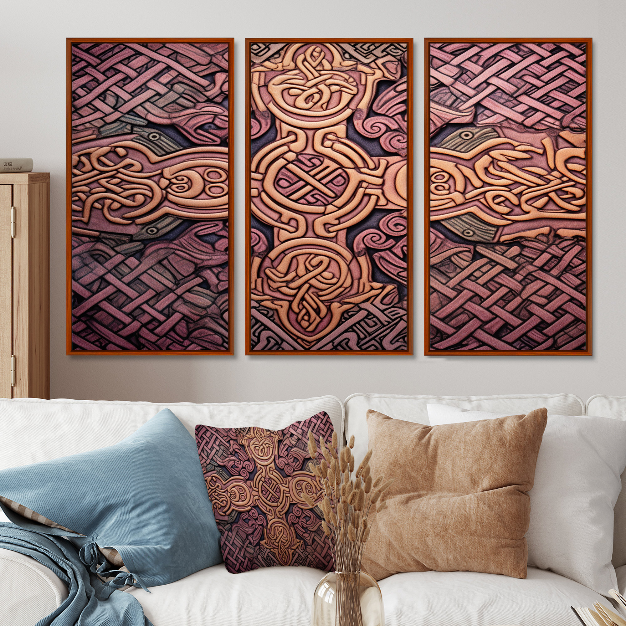 Bungalow Rose Celtic Pink Cross - Geometric Wall Art Decor Set | Wayfair