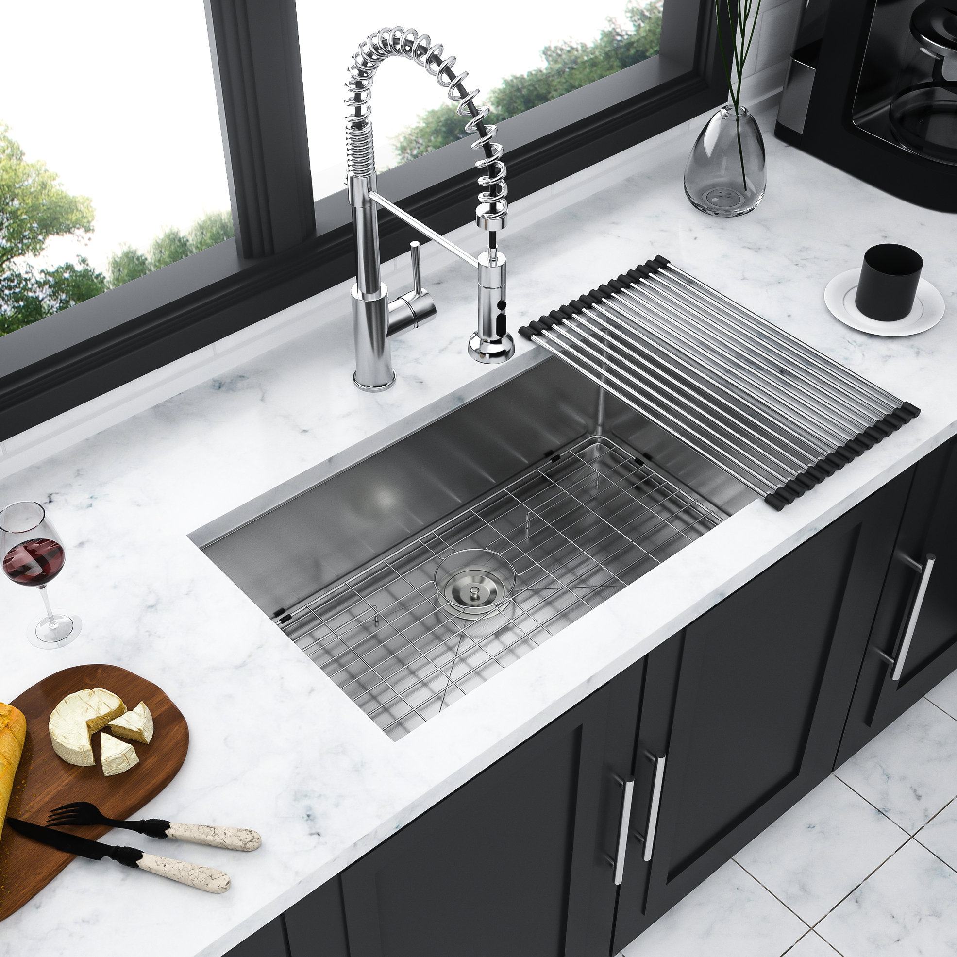 Wovilo 33 Inch Single Bowl Undermount Sink - Stainless Steel With R10 ...