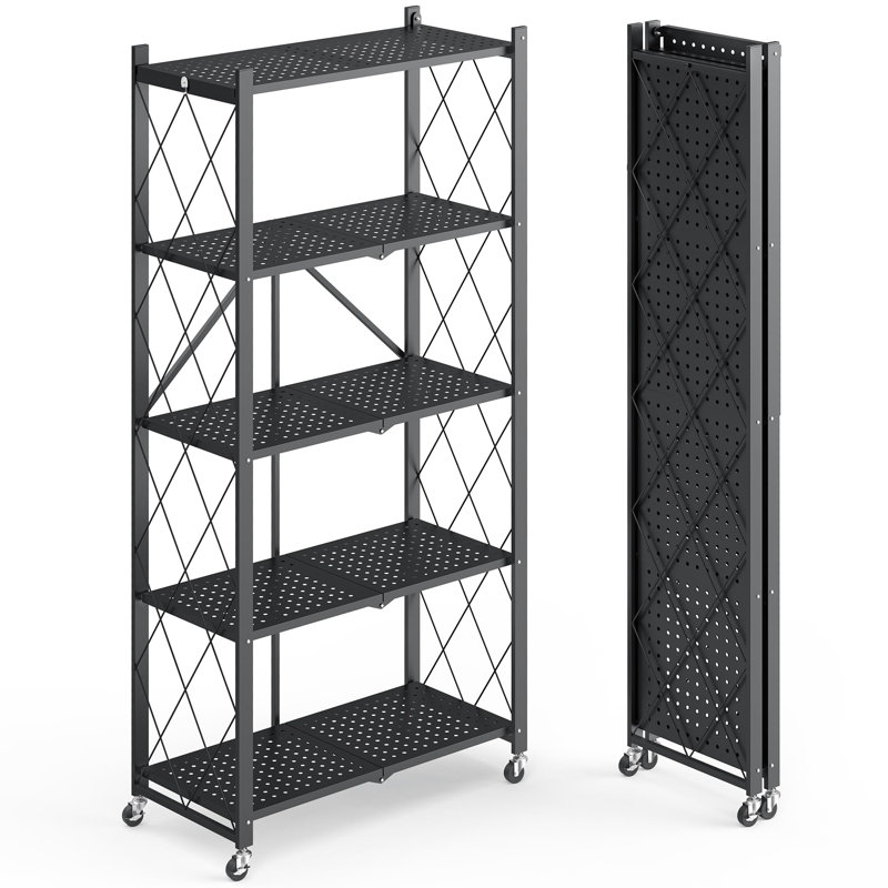 Trent Austin Design® 5-Tier Foldable Metal Shelving Unit With Lockable ...