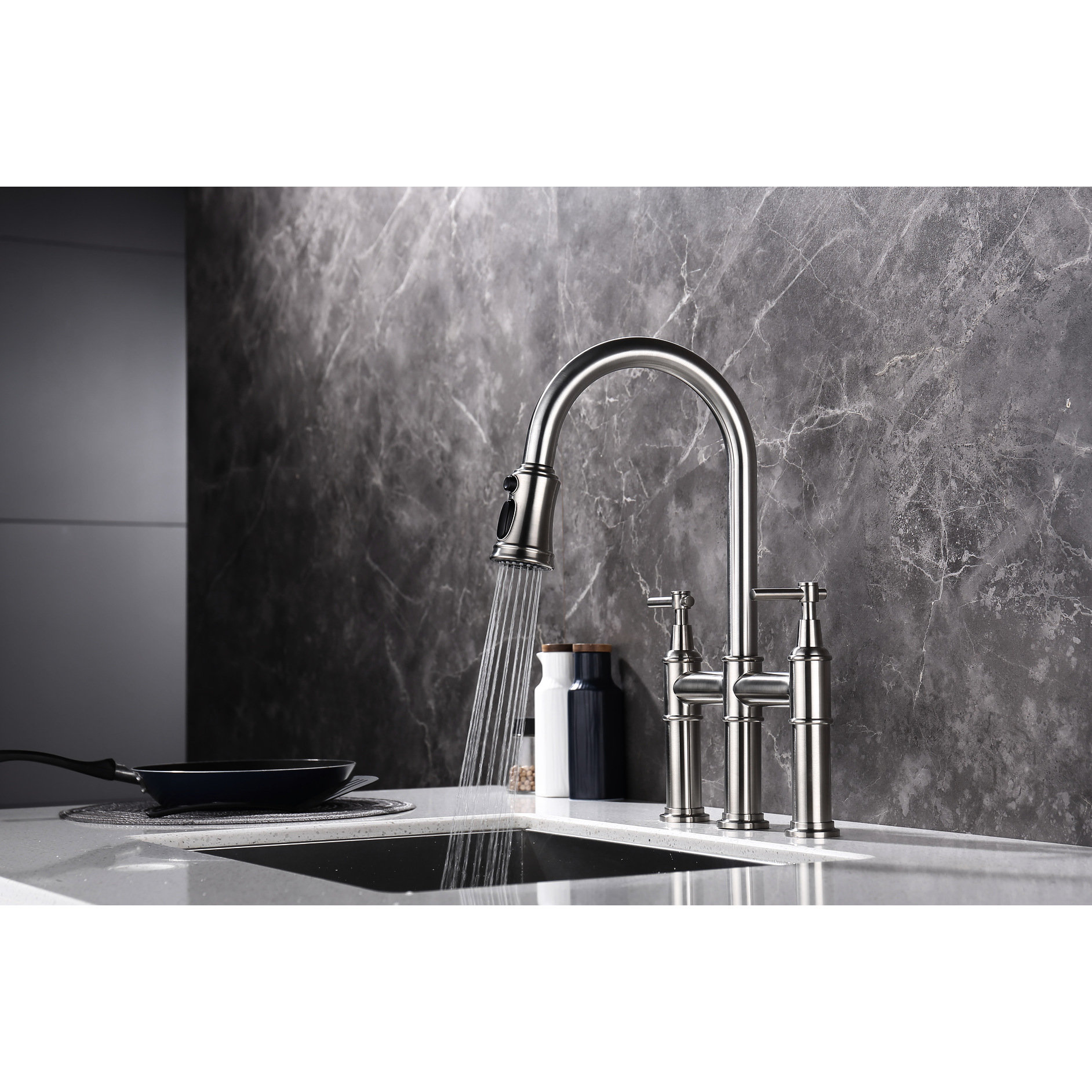 Latitude Run® Kitchen Faucet With Pull-Down In Spot Brushed Nickel ...