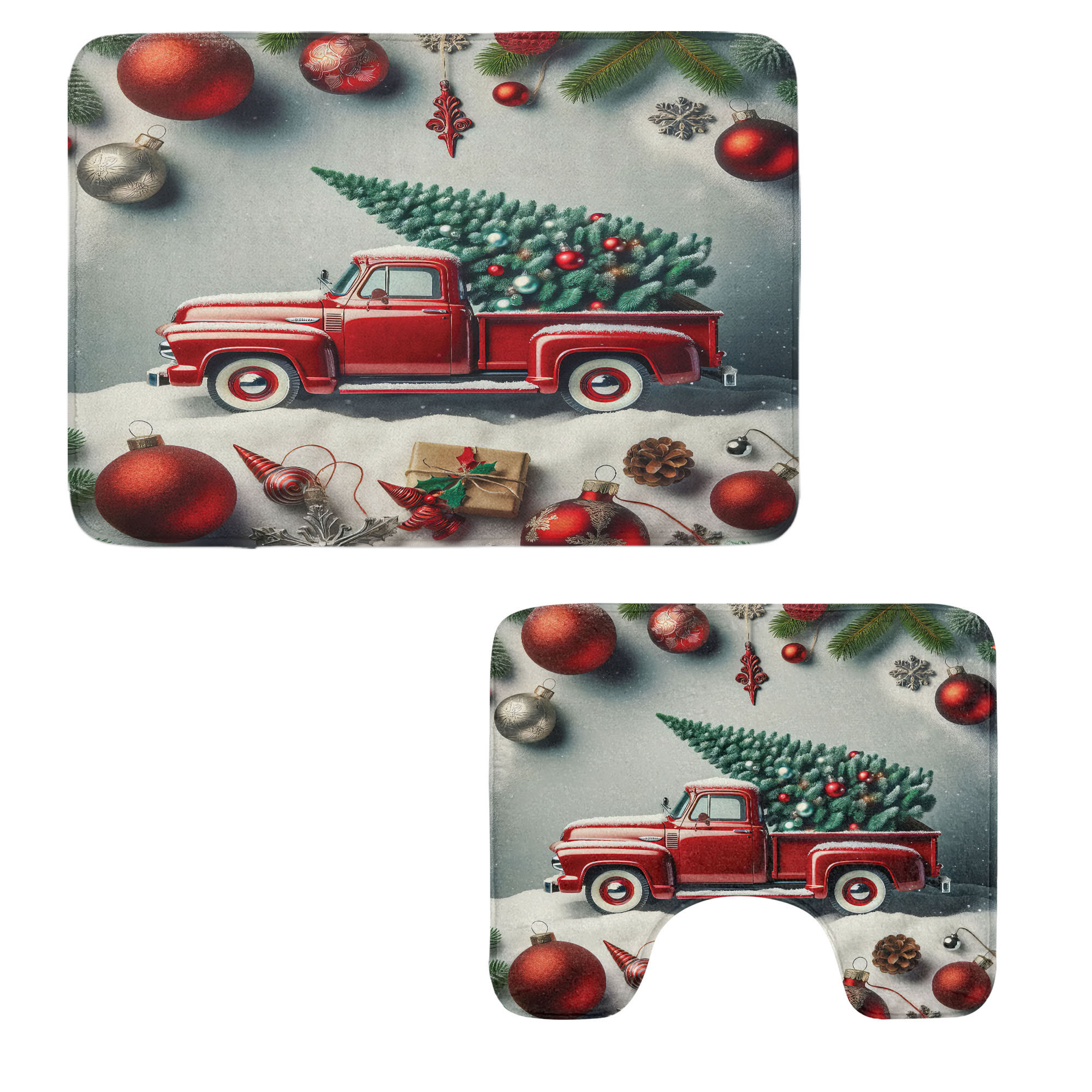 Ophelia & Co. Christmas Bathroom Rug Set 2 Pieces Rectangle & Contour ...