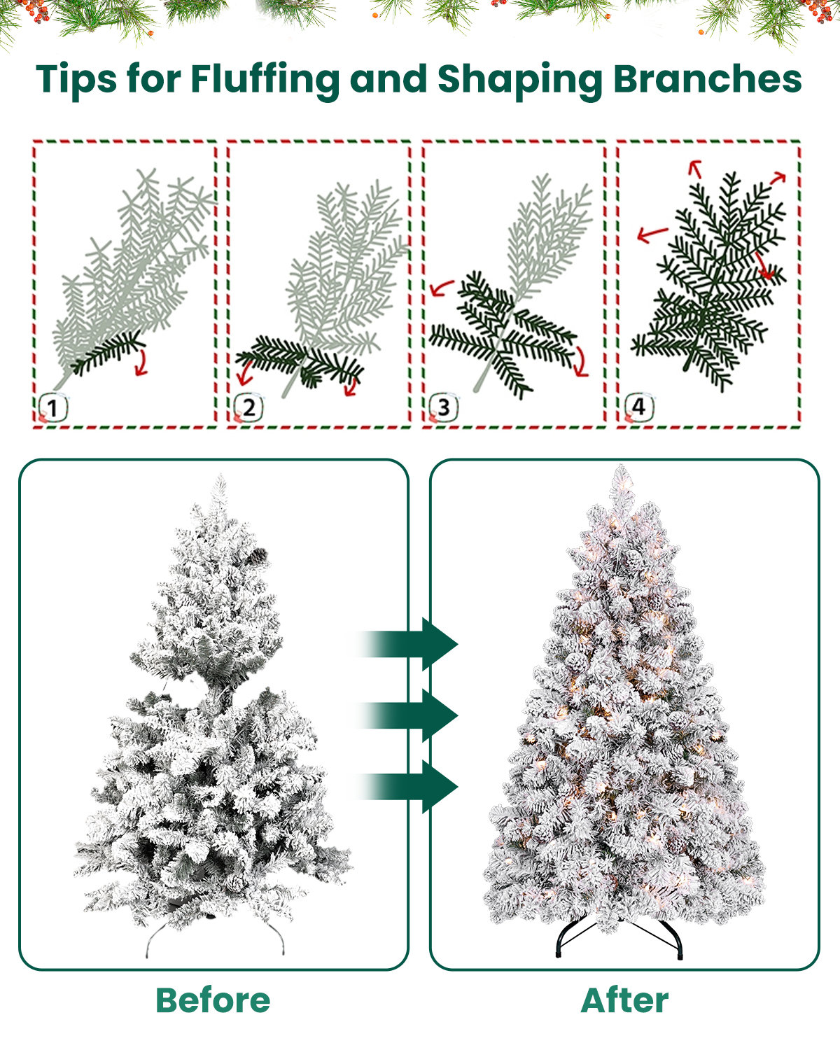 The Holiday Aisle® 4.5ft Pre-Lit Snow Flocked Christmas Tree w/Pinecone ...