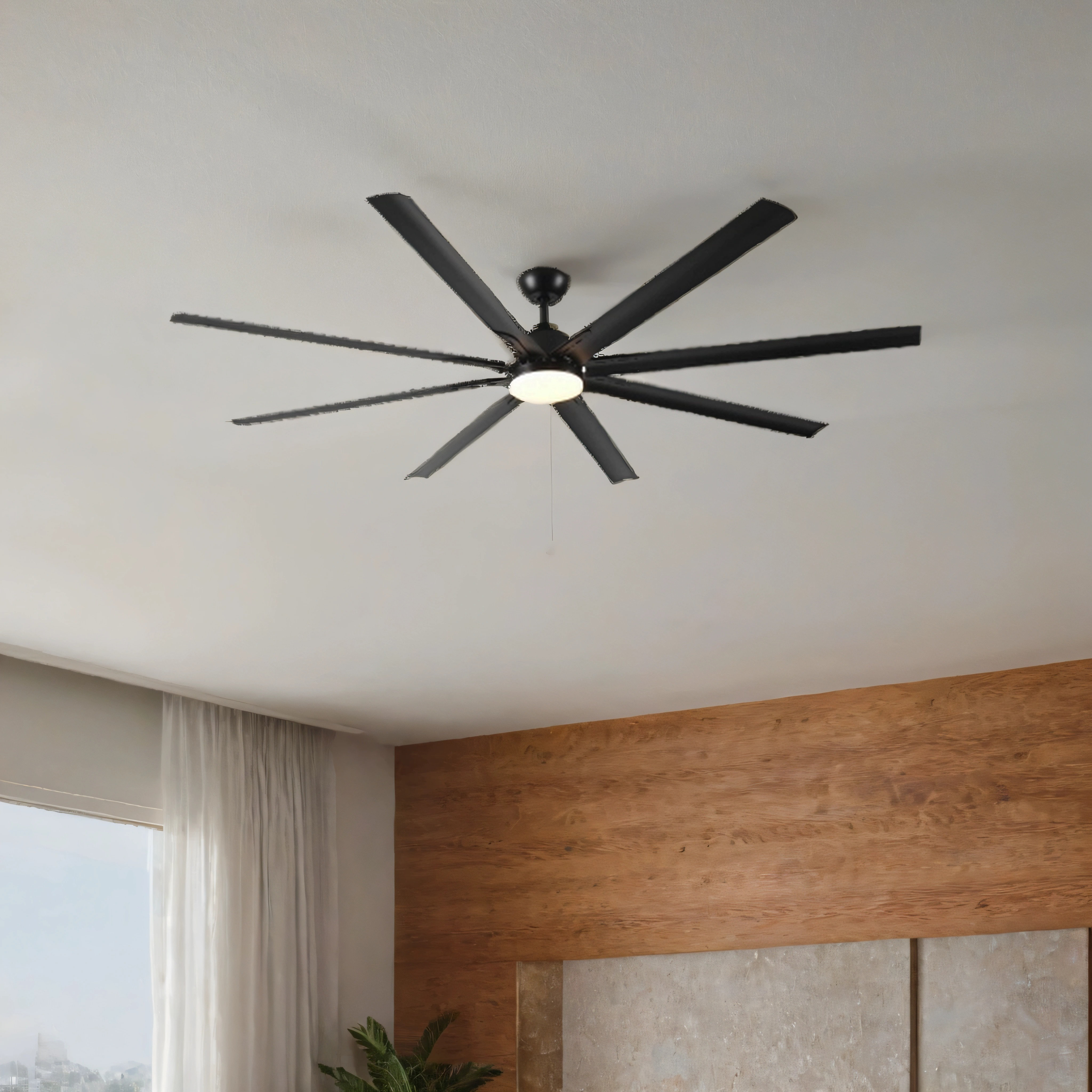 Latitude Run® 84 In Super Large Black Ceiling Fan light with Remote ...