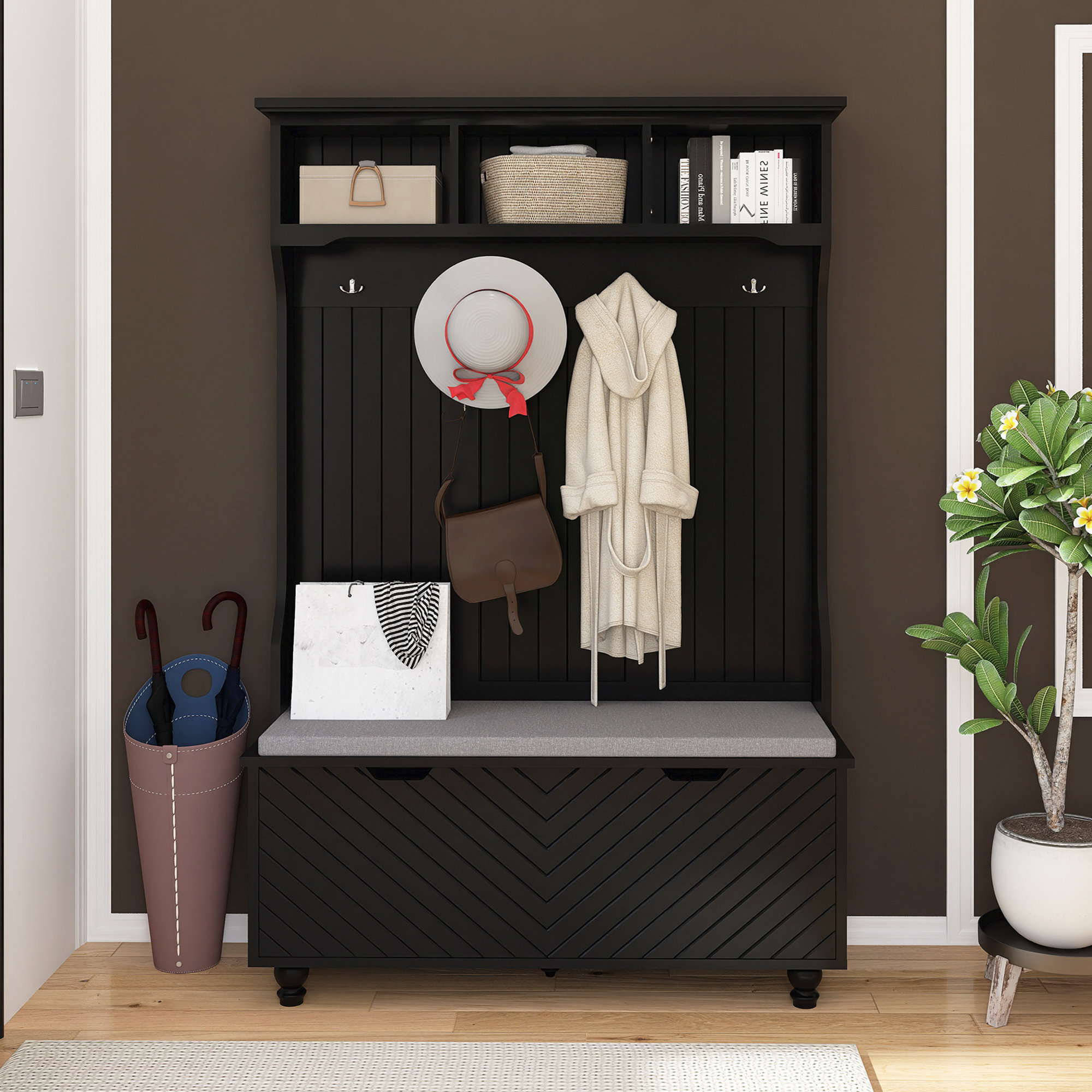 Alcott Hill® Multi-Functional Large Hall Tree | Wayfair