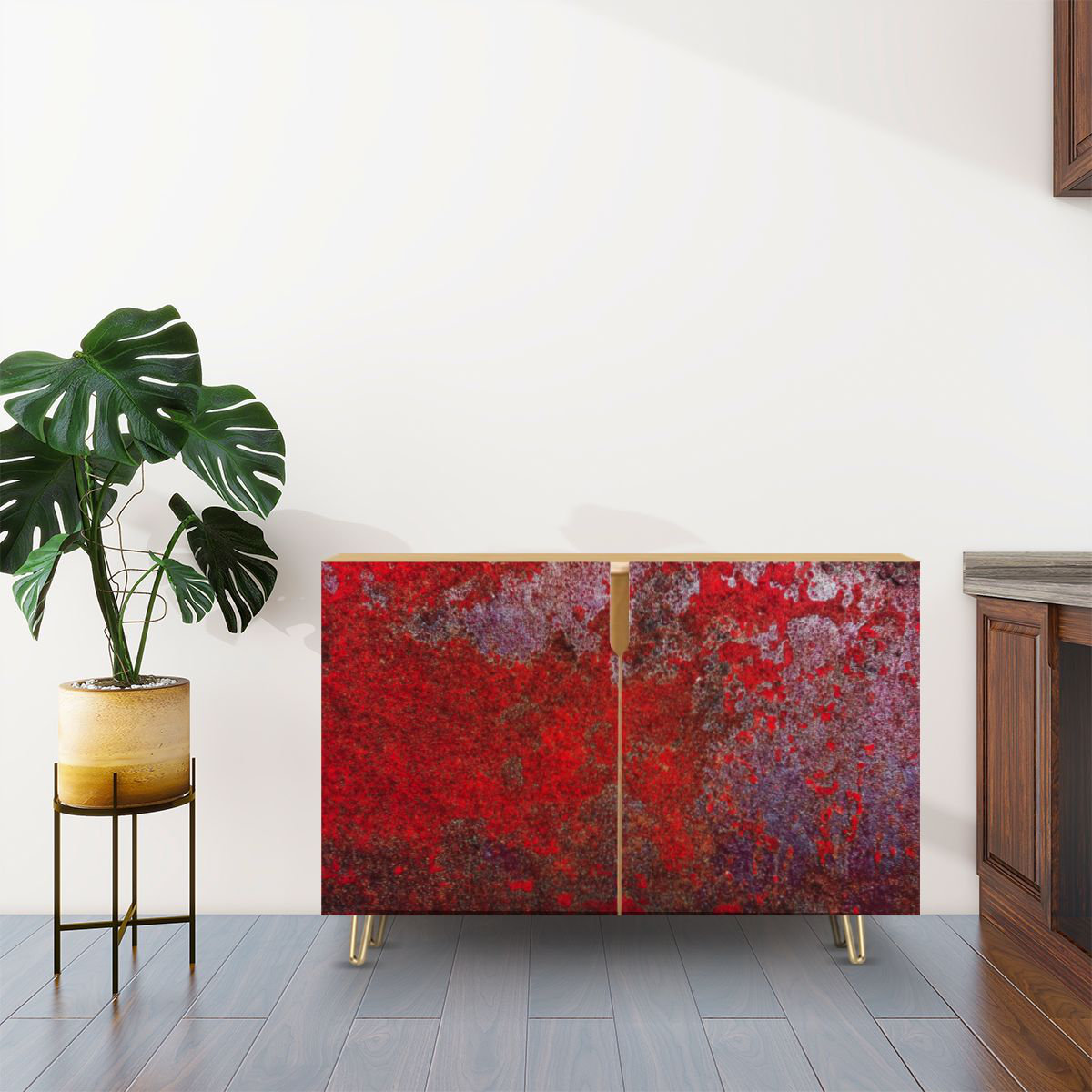 George Oliver Sideboard Buffet Cabinet with Storage Rusty Metal Old Red ...