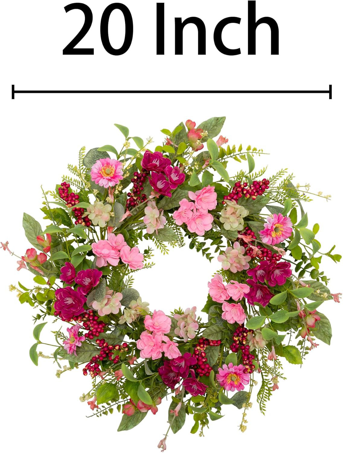 One Allium Way 20 Inch Spring Wreath Summer Door Wreath Artificial ...