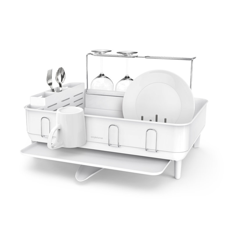 simplehuman Kitchen Dish Drying Rack with Swivel Spout, Fingerprint ...