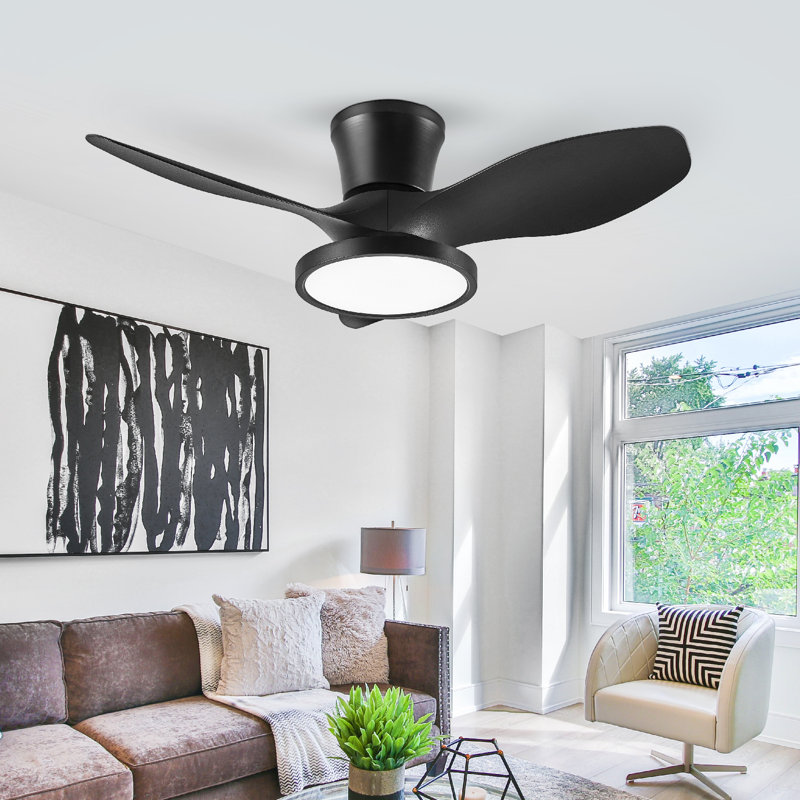 Ebern Designs Laurenzo 3 - Blade LED Flush Mount Ceiling Fan with ...
