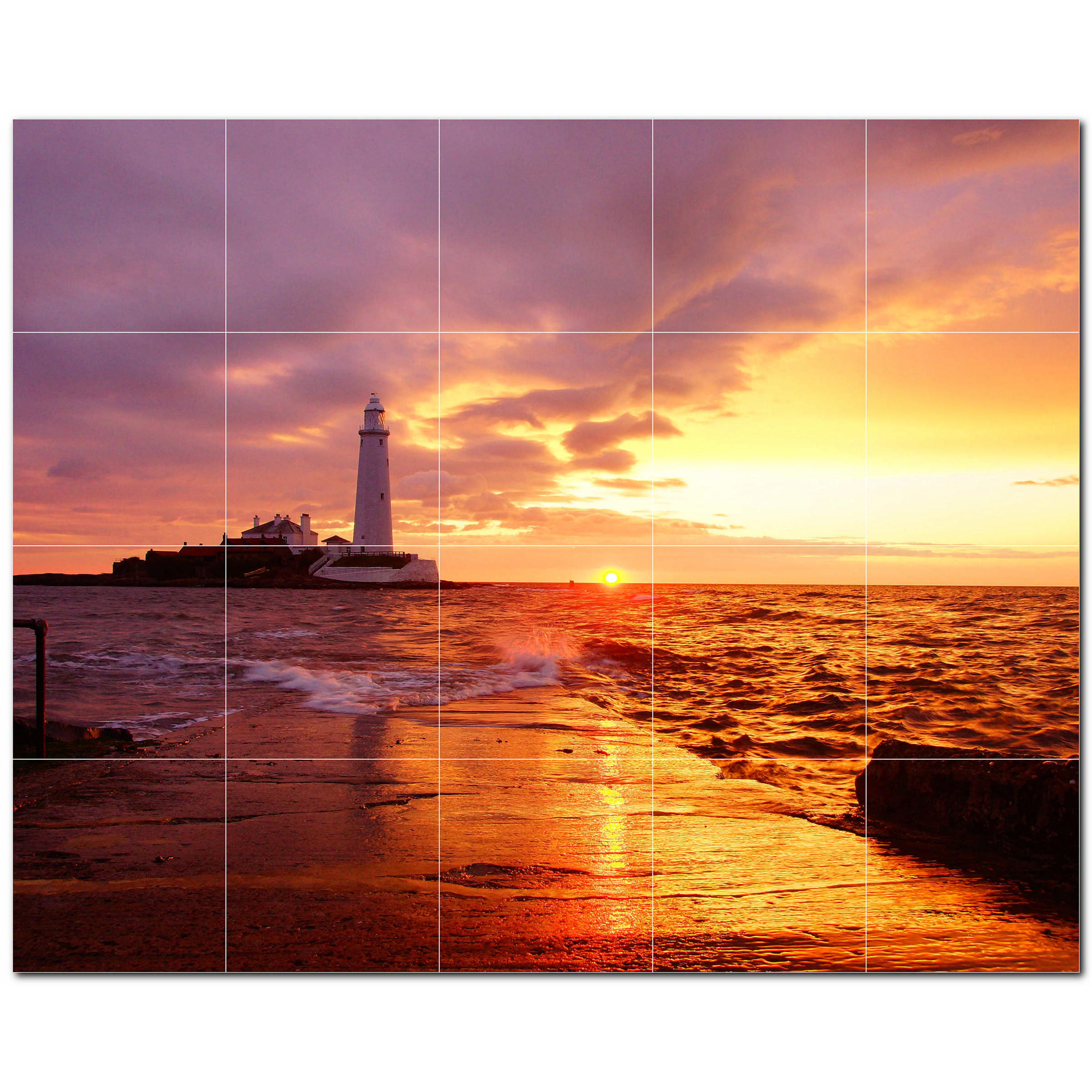 Picture-Tiles.com 48" x 72" Ceramic Lighthouse Photo Decorative Mural ...